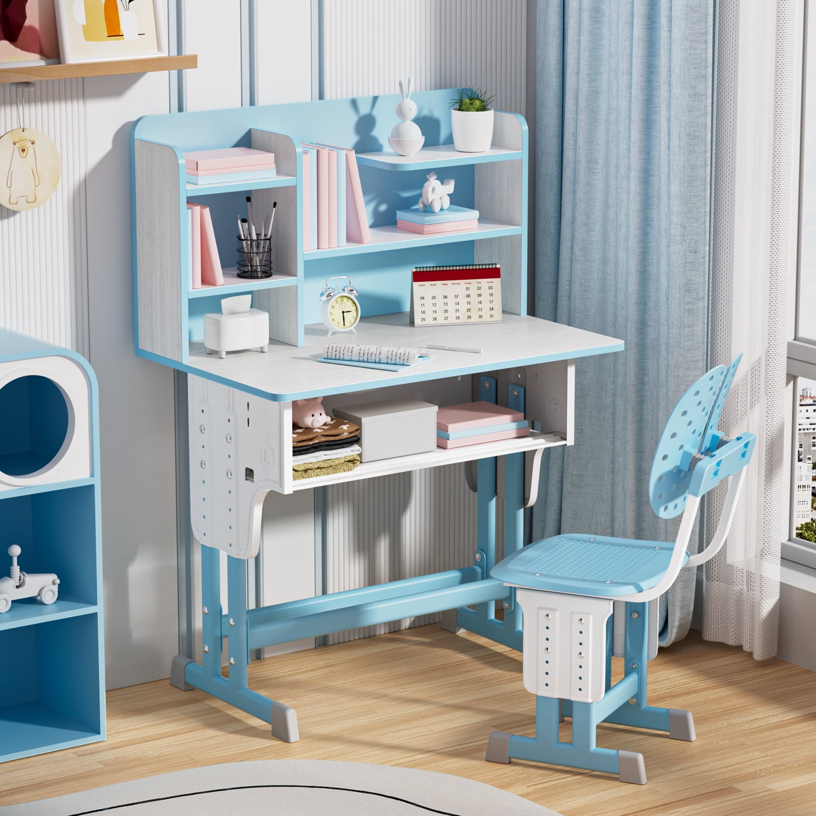 Nanly Children Student Desk and Chair Set, Kids Writing Table Chair ...