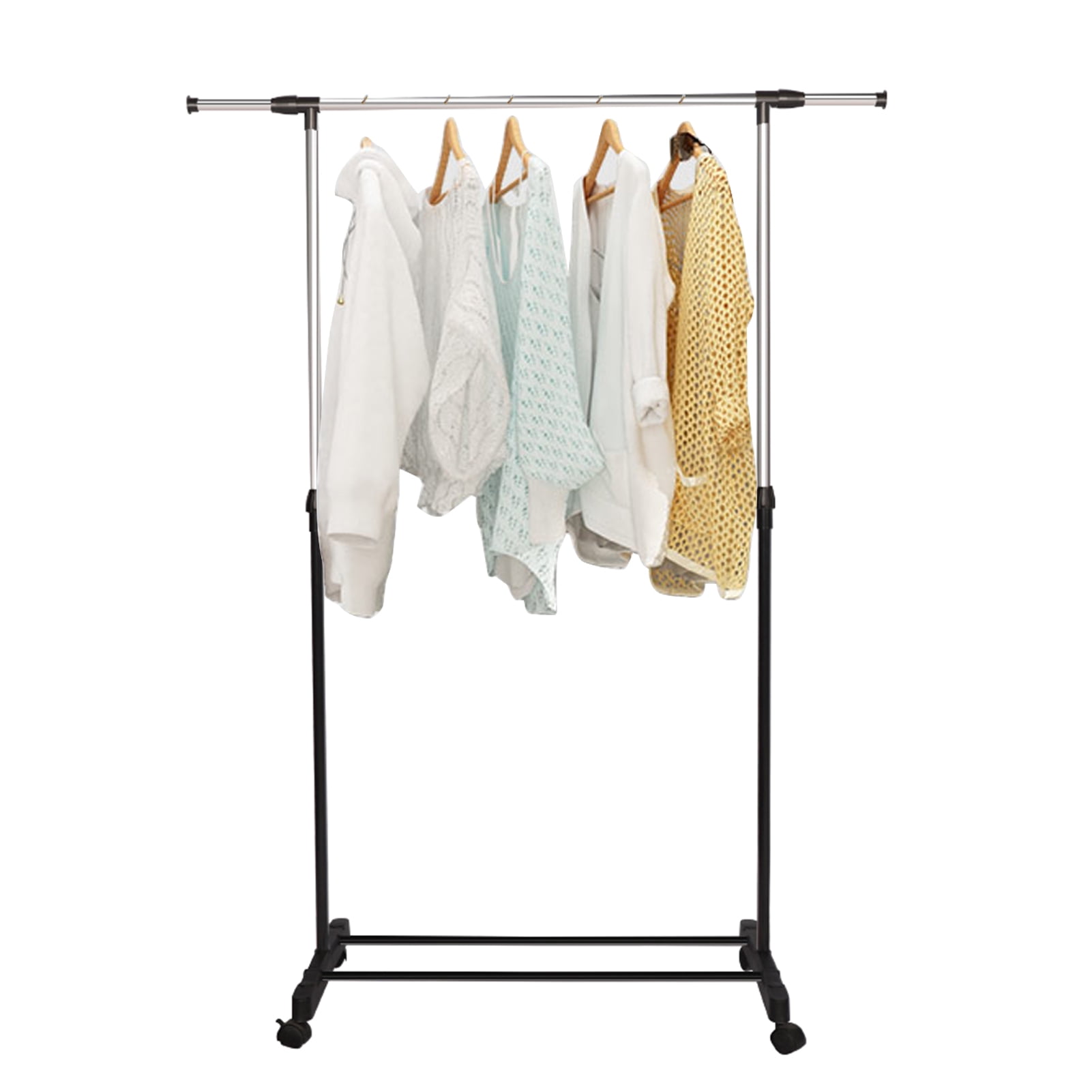 Nanly Clothes Rack on Wheels, Height Adjustable Rolling Garment Rack ...