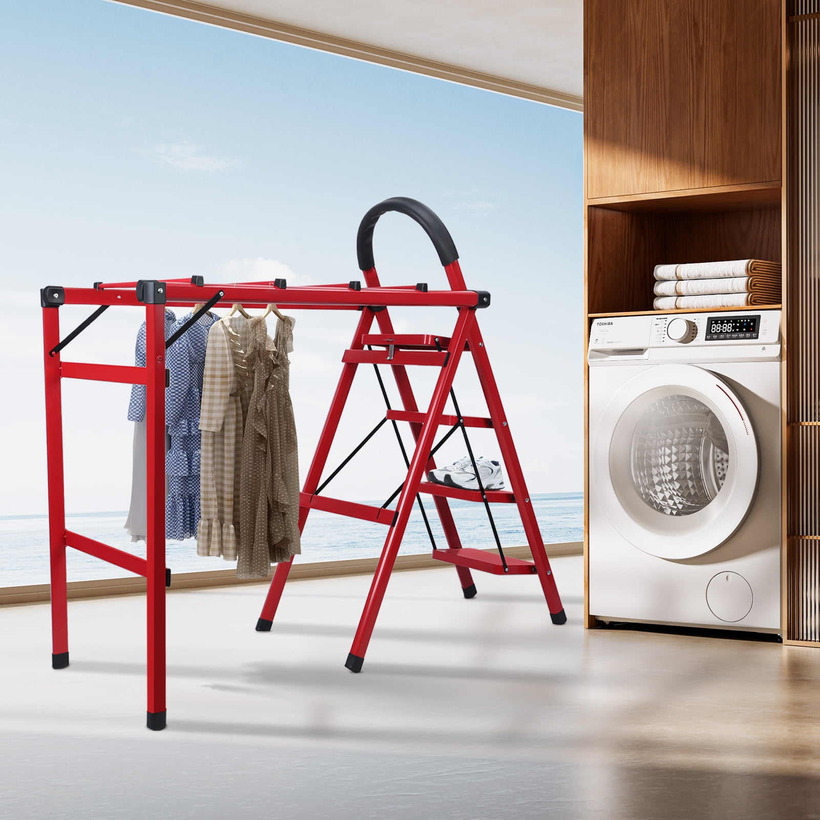 Nanly Foldable Clothes Drying Rack, Laundry Drying Rack with Non-slip 4 ...