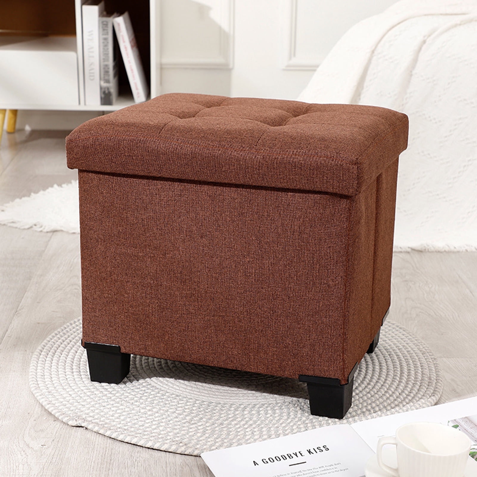 Nanly Folding Storage Ottoman, Foot Rest Stool Storage Ottoman Foot ...