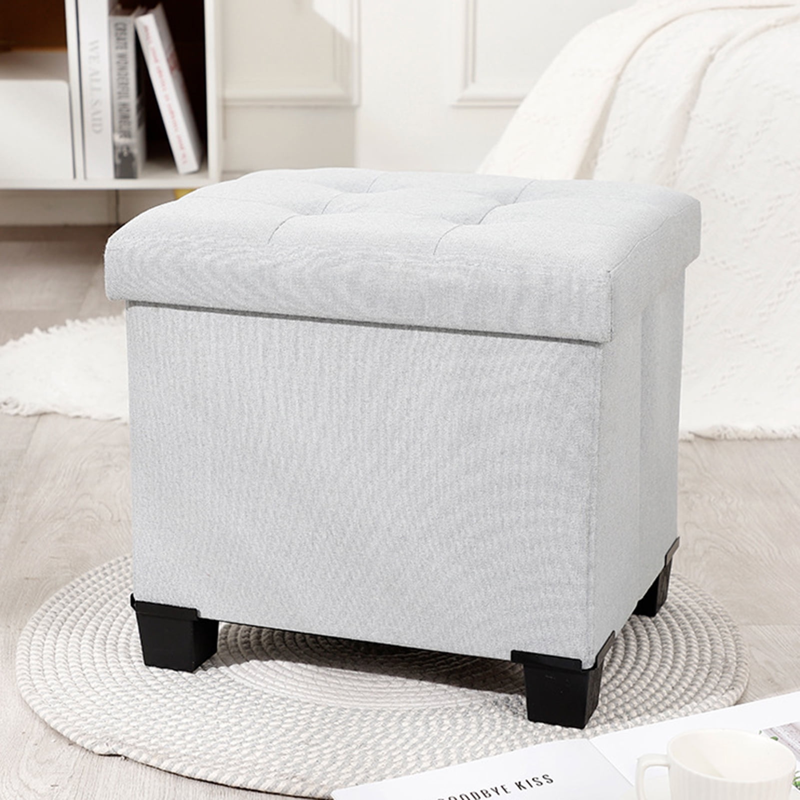 Nanly Folding Storage Foot Rest Stool Storage Foot Stool with Lid ...