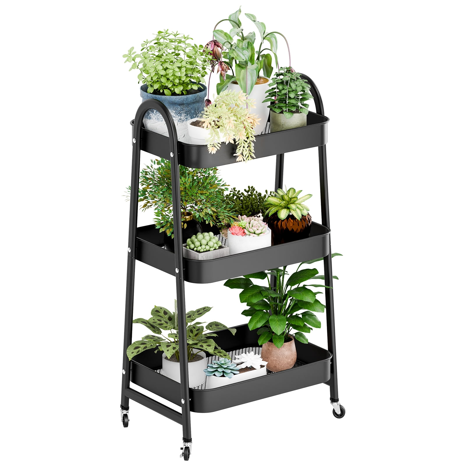 Nanly Fruit Vegetable Storage Cart, 3-Tier Rolling Storage Cart with Wheels Fruit Vegetable ...