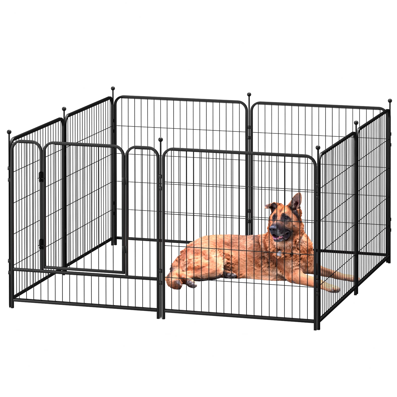 Nanly Garden Fence with Low Threshold Door, 8 Panels Animal Barrier ...