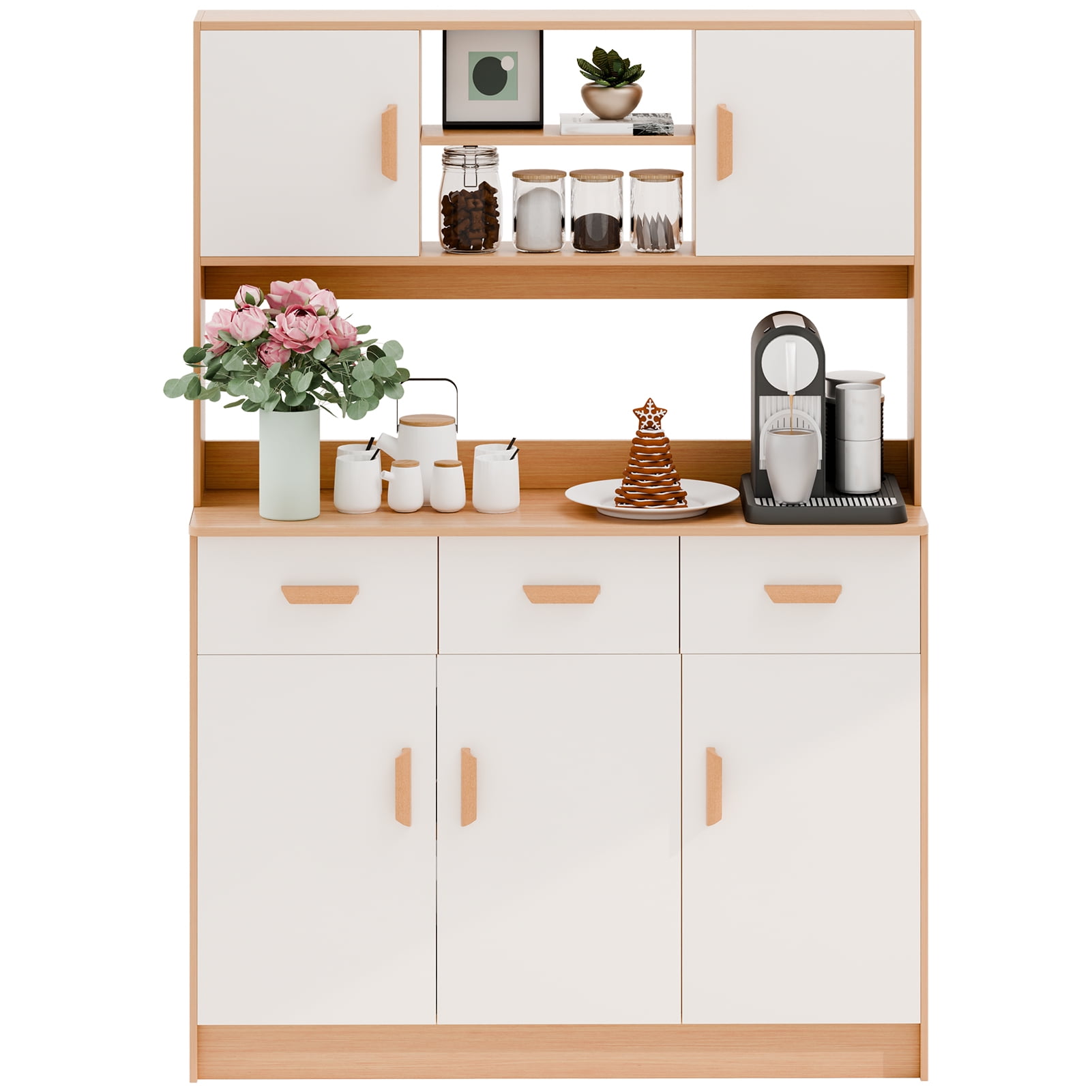 Nanly Kitchen Pantry Cabinet, 66" Tall Storage Cabinet with 3 Drawers ...