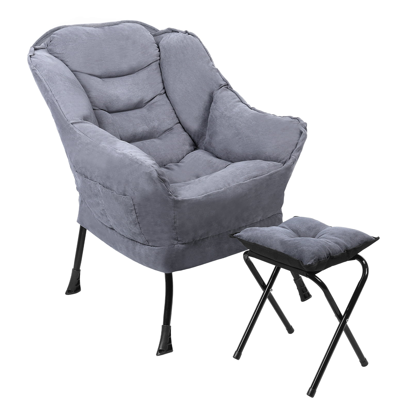 Nanly Lazy Chair, Accent Sofa Chair with Folding Foot Stool, Side ...