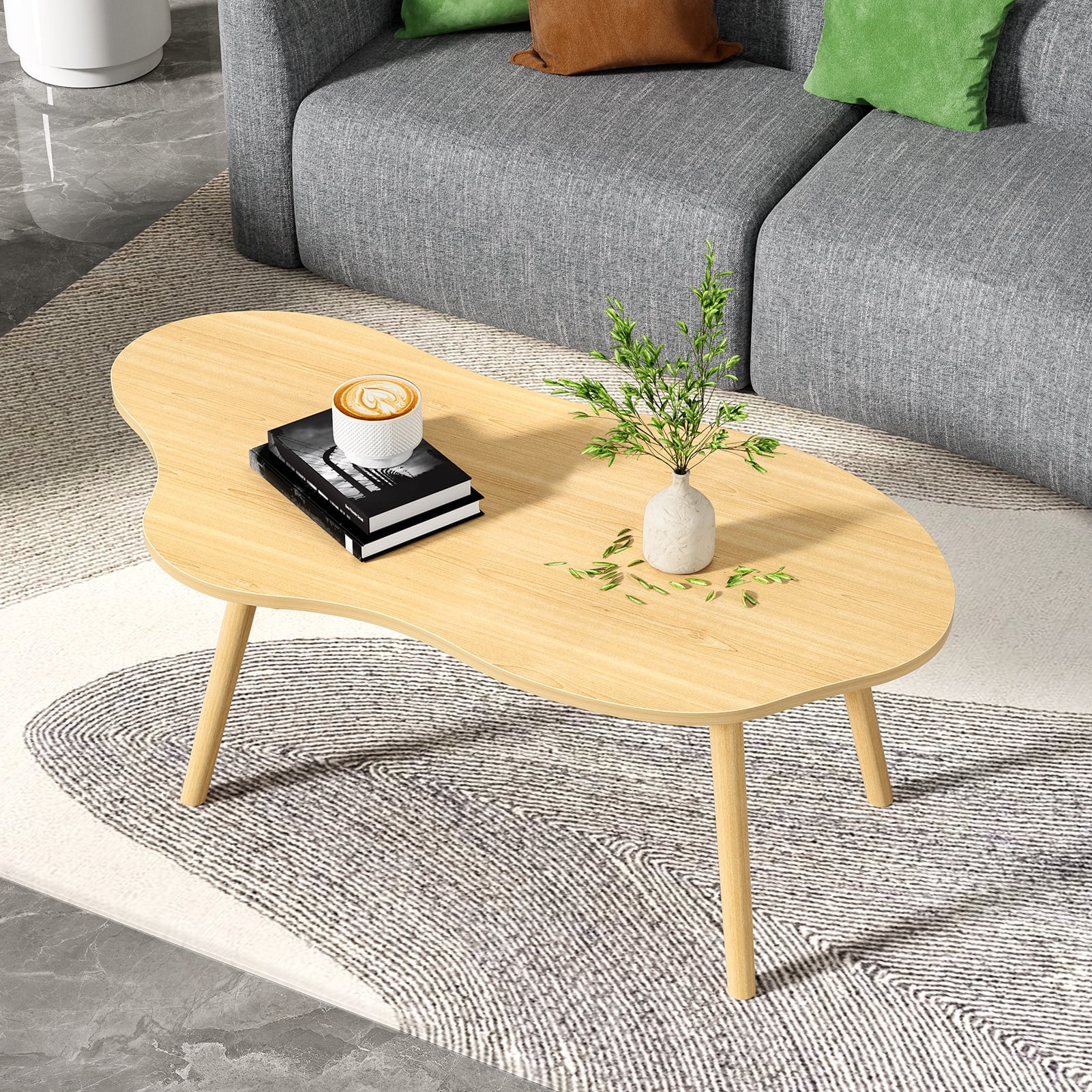 Nanly Modern Coffee Table Mid Century Modern Tea Table with Cloud Shape ...