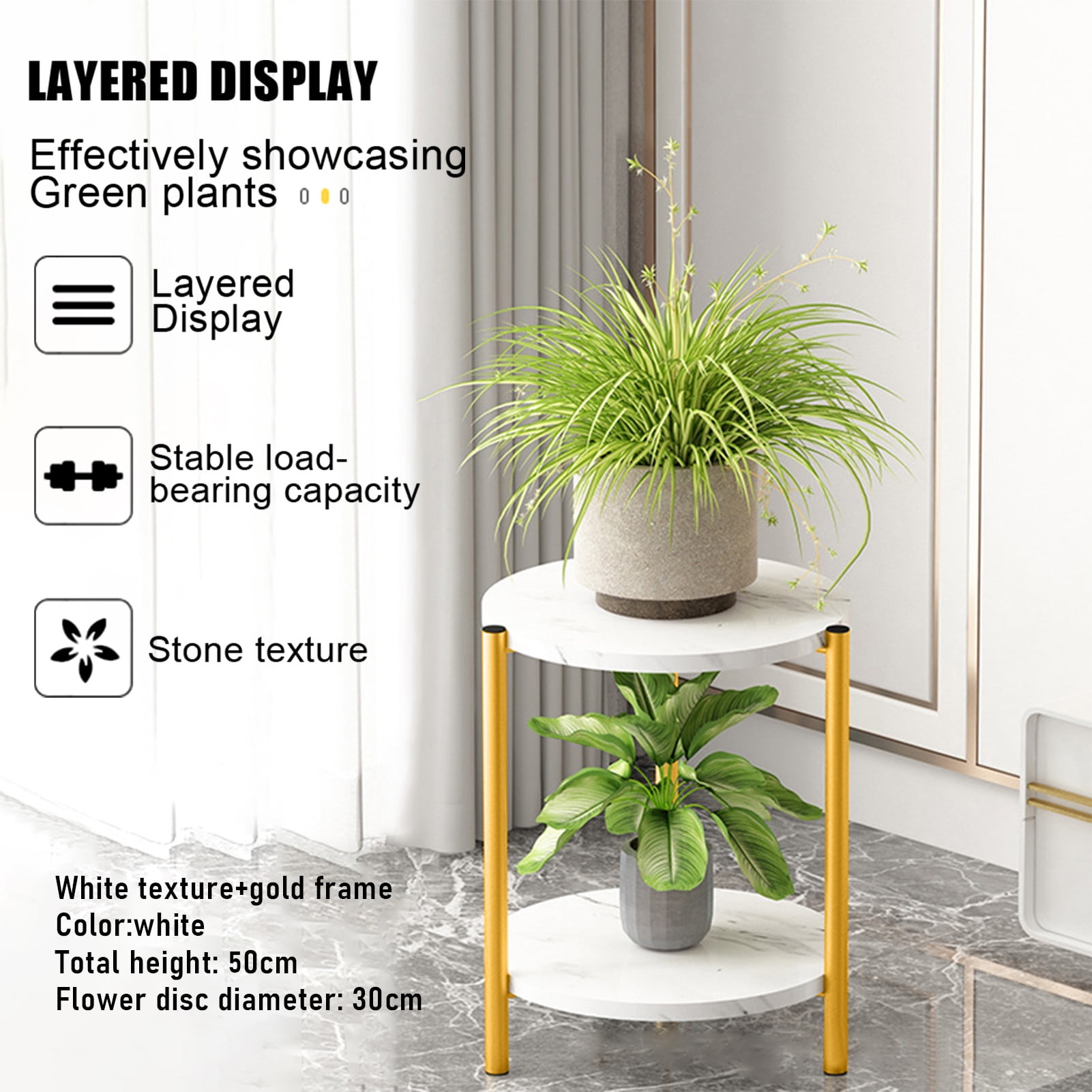 Nanly Modern Style Flower Stand, 2-Tier Plant Rack, Indoor Living Room ...