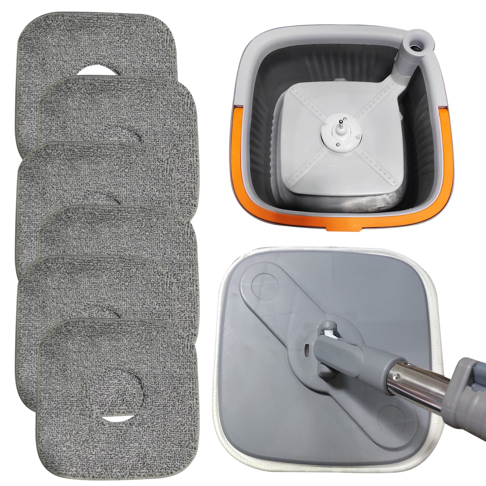 Nanly Mop and Bucket Set, 360° Rotation Self Wash Square Mop with 6 ...