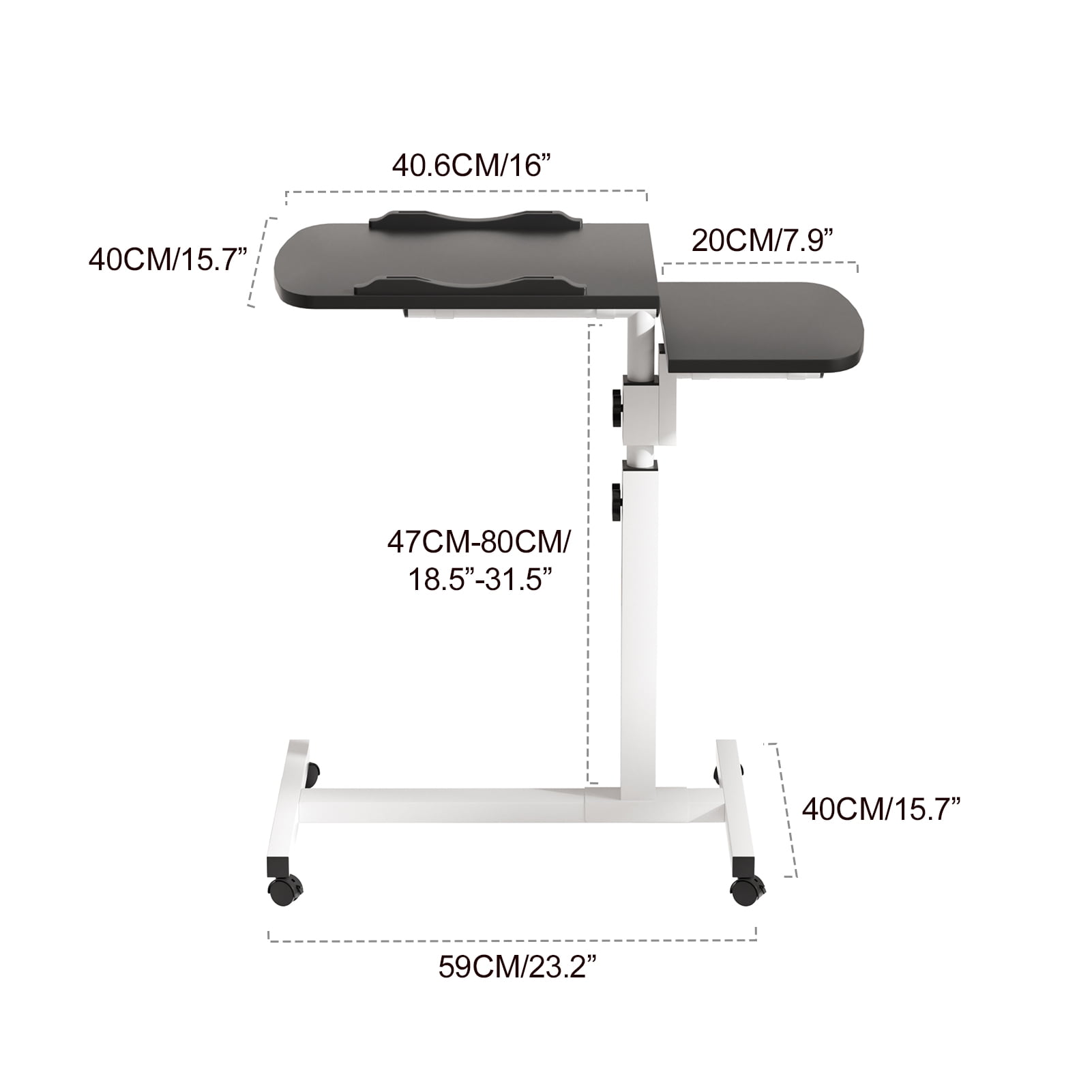 Nanly Overbed Table with Wheels, Foldable Standing Desk Adjustable Tilt ...