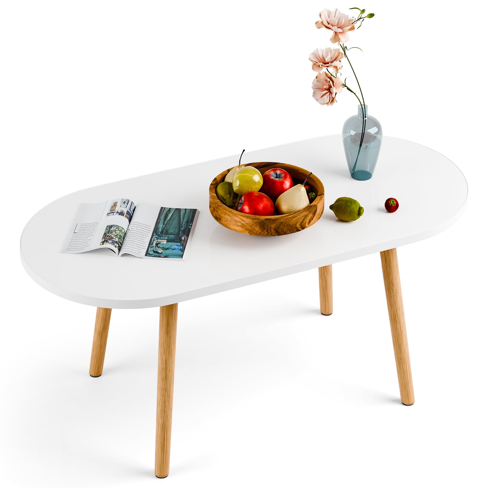 Nanly Small Coffee Table, White Tea Table for Living Room Patio Small ...