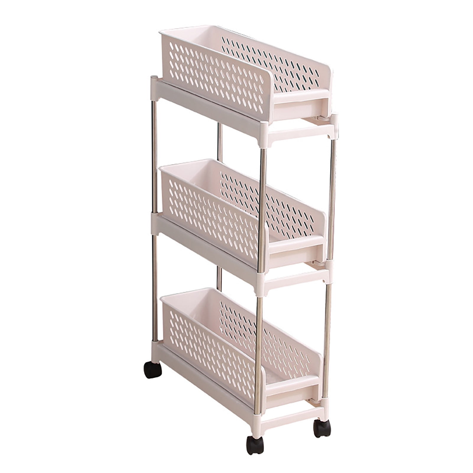 Nanly Storage Cart with Wheels, 3 Layers Slide-Out Mobile Utility Cart ...