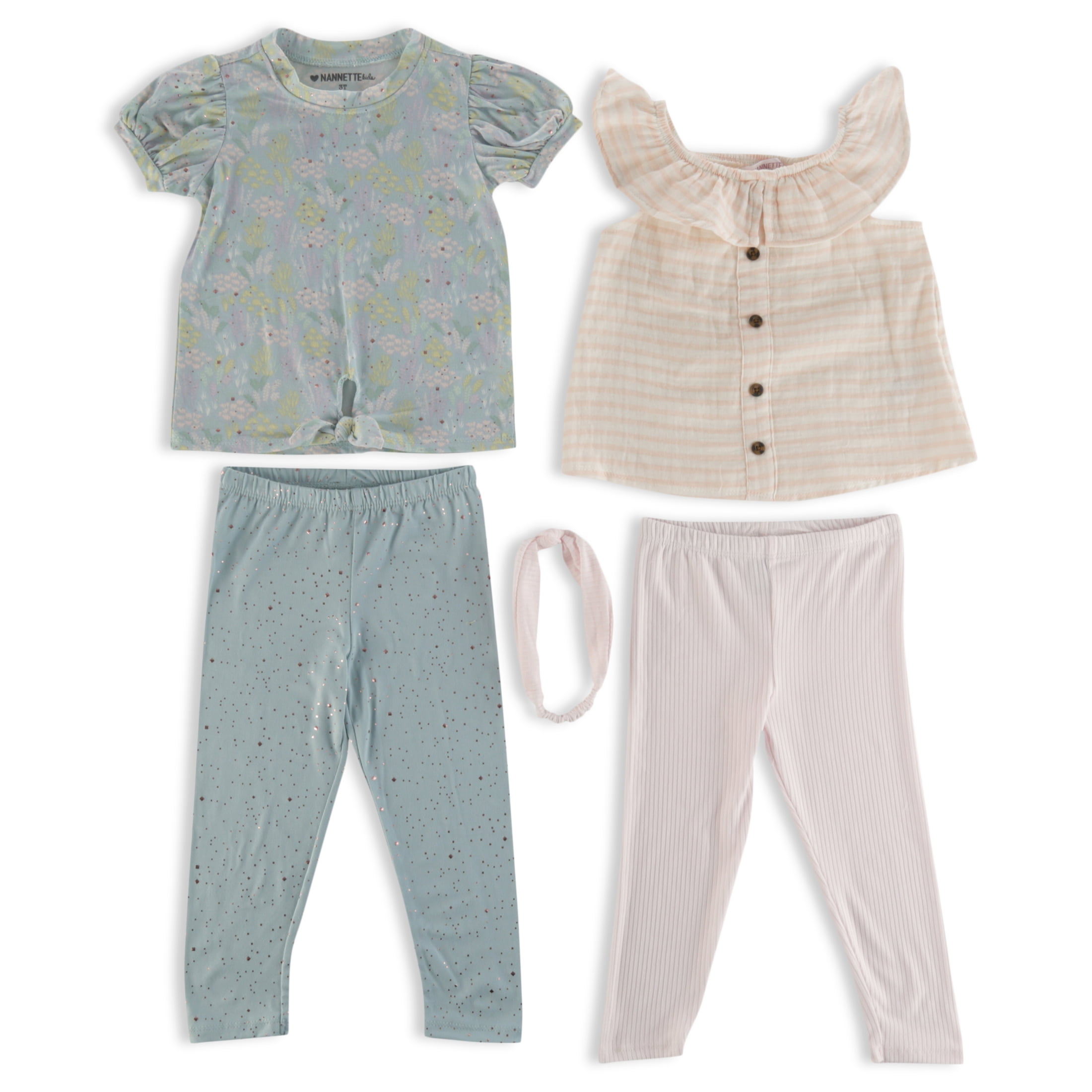Nannette Toddler Girl 4Pc Mix and Match Set W/Headband, Size 2T-4T ...