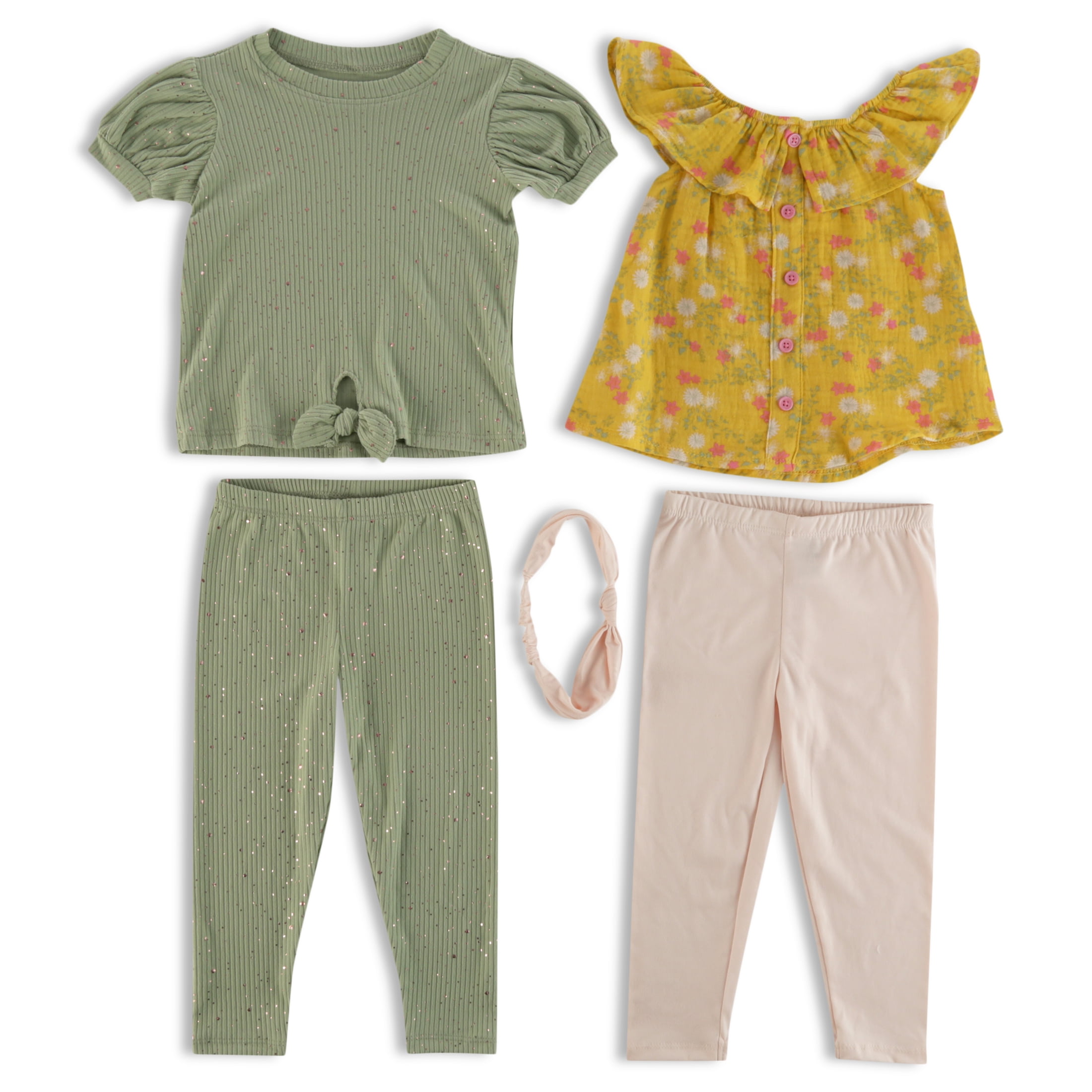 Nannette Toddler Girl 4Pc Mix and Match Set W/Headband, Size 2T-4T ...