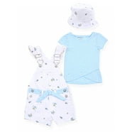 Wonder Nation Baby and Toddler Girl Knit Denim Shortall, 12 Months-5T - Walmart.com