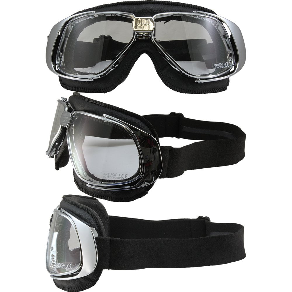 Nannini Rider Padded Motorcycle Goggles Hand-Sewn Black Leather Frames ...