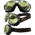 Nannini TT Hand-Sewn 4V Brown Leather Goggles Chrome Frames Yellow Anti ...