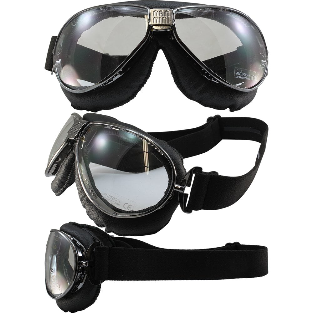 Nannini TT Biker Riding Glasses: Padded Motorcycle Goggles, Black ...