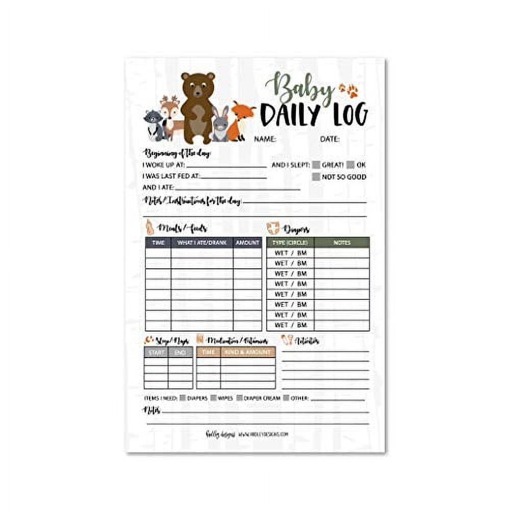 Nanny Newborn Baby or Toddler Log Tracker Journal Book, Daily Schedule ...