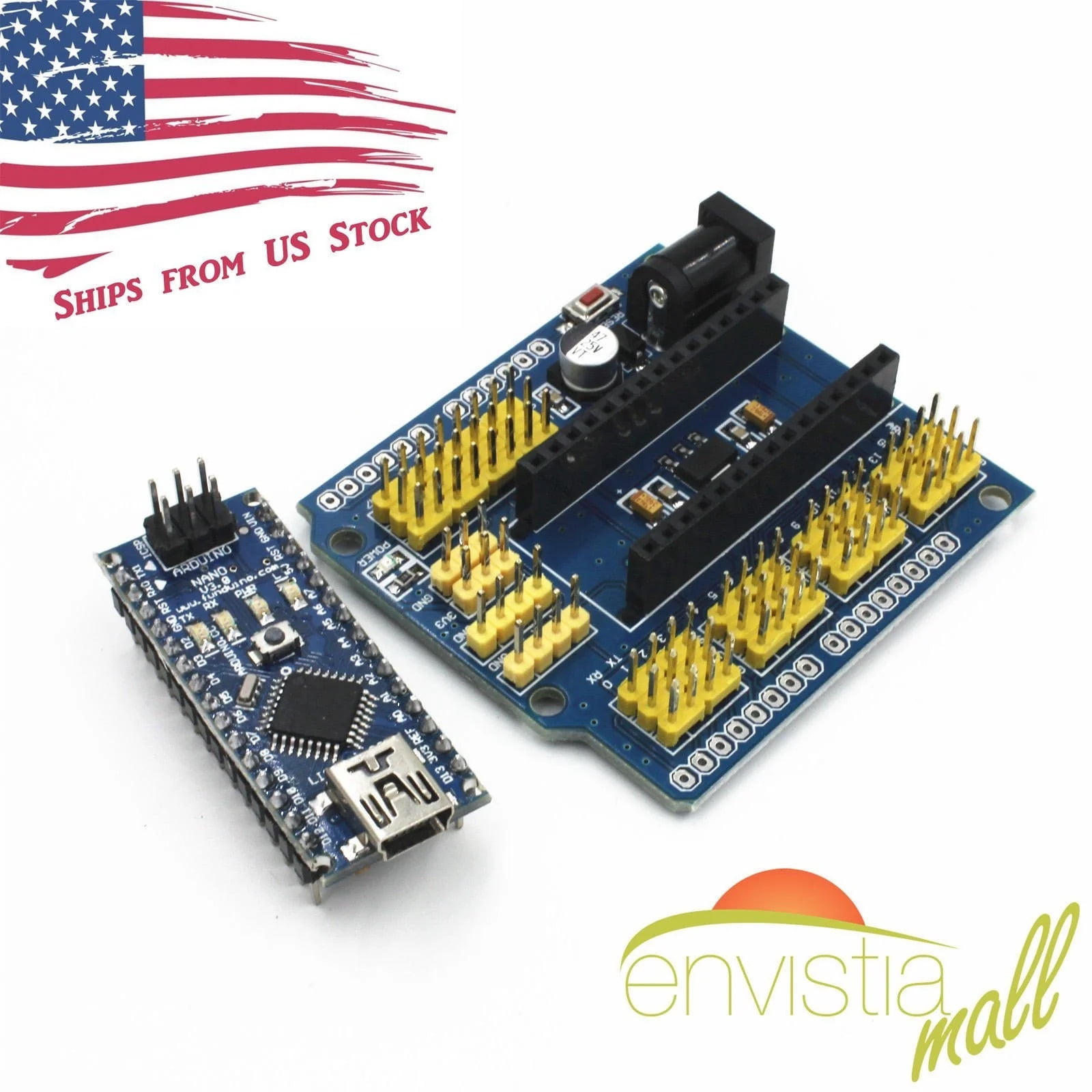 Nano 3.0 Micro-Controller ATMEGA328P with I / O Expansion Shield Module ...
