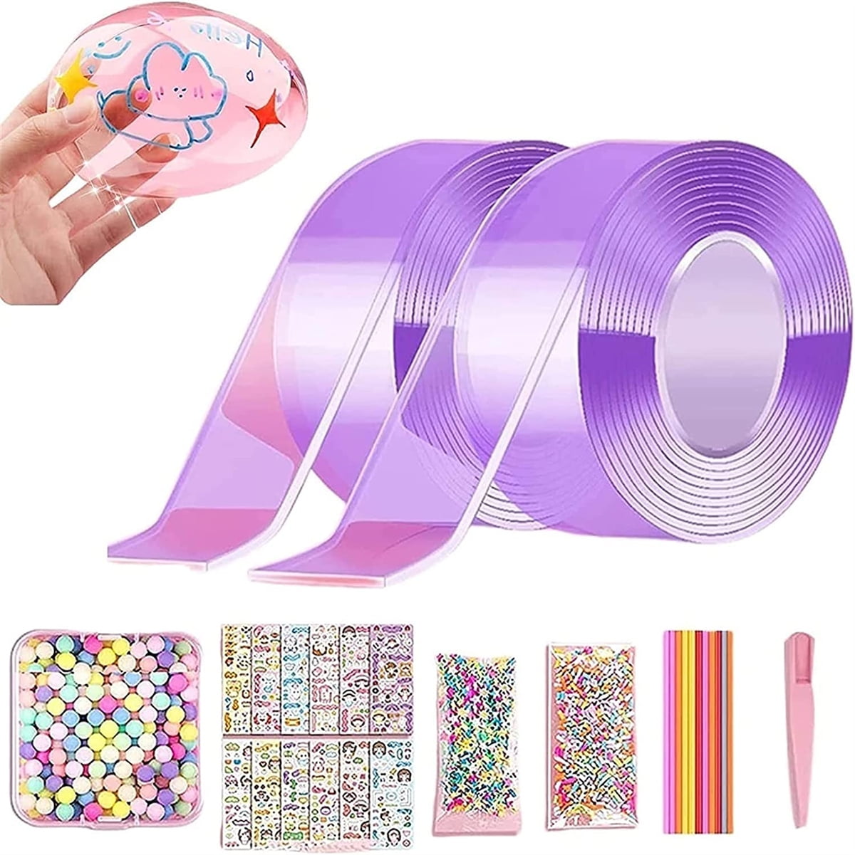 Nano Bubbles Tape Kit, Blowable Bubble Tape,Nano Tape for Making Bubbles, DIY Craft Creative ...