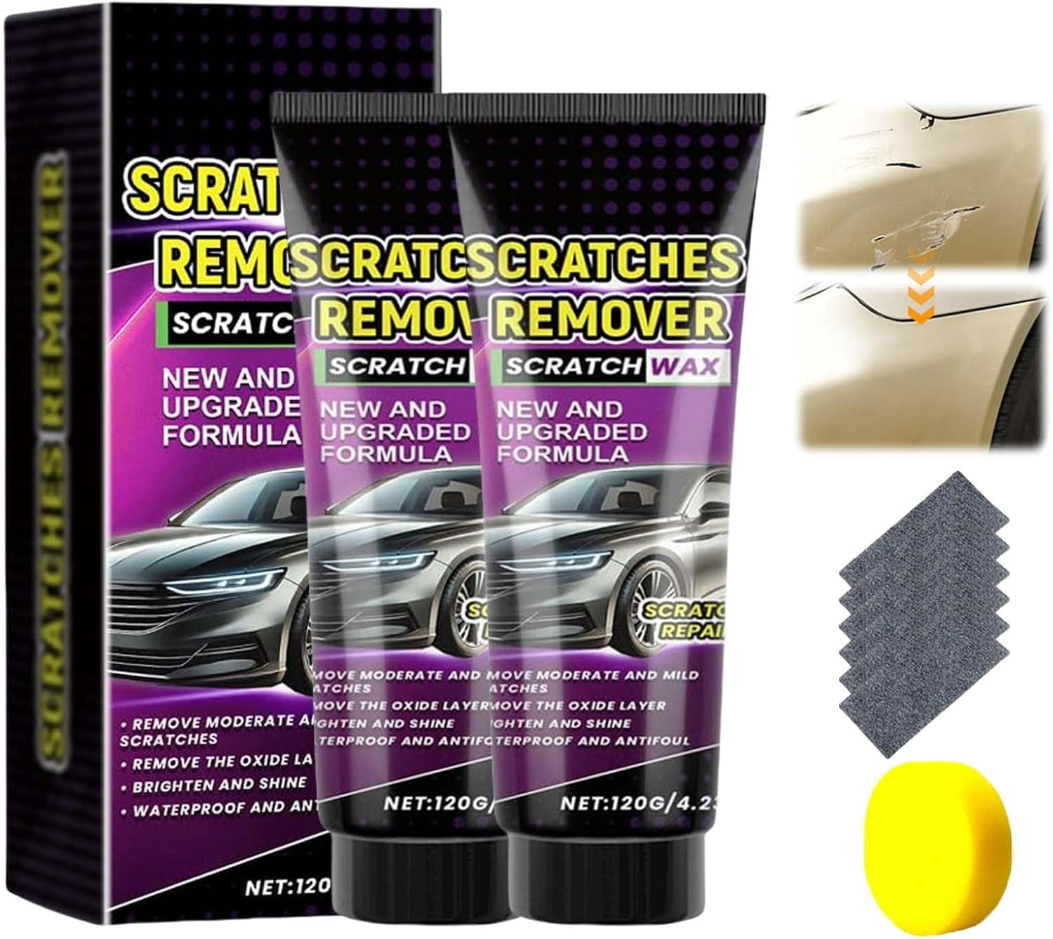 Nano Cloth Car Scratch Remover Set, Car Scratch Repair Paste Polishing ...