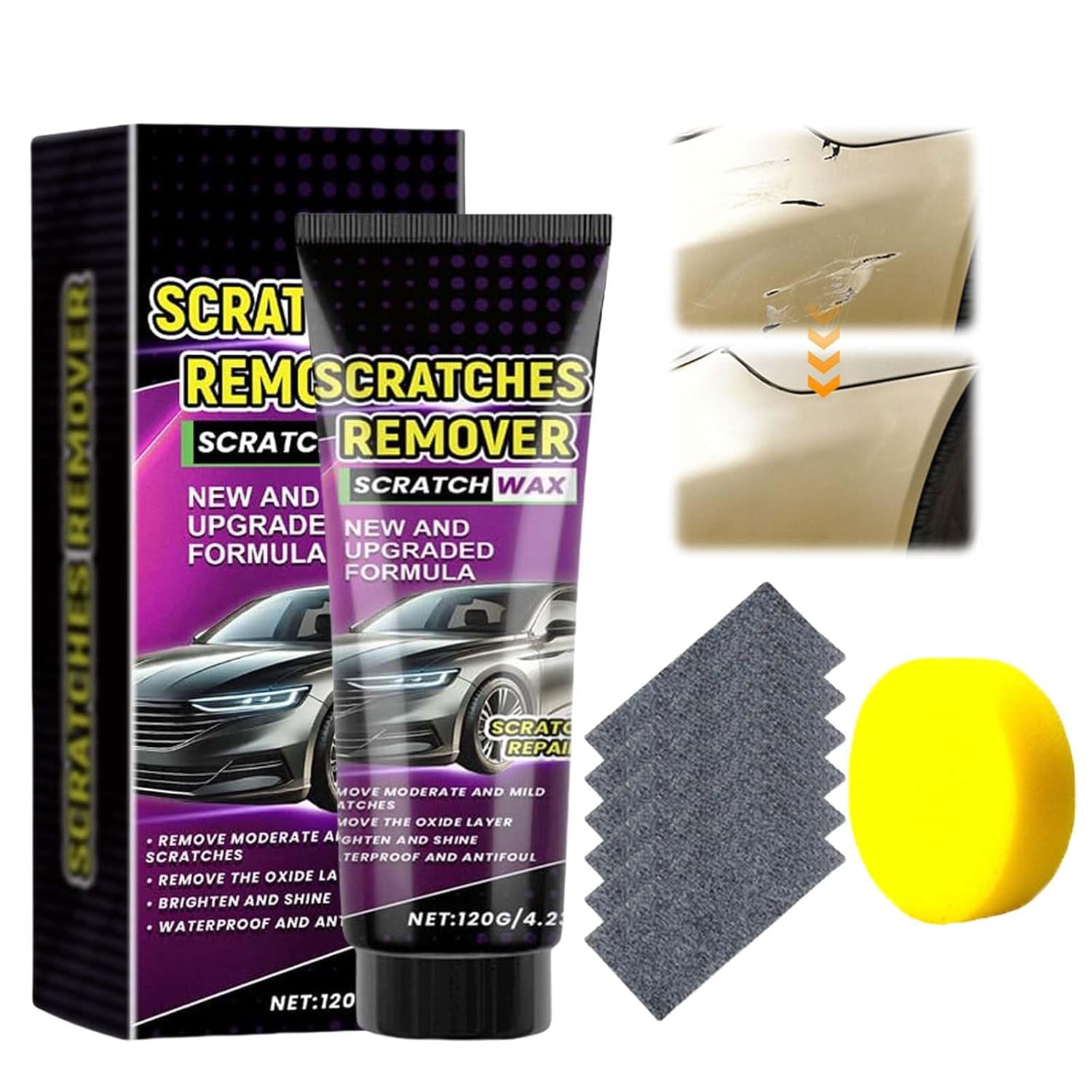 Nano Cloth Car Scratch Remover Set, Car Scratch Repair Paste Polishing ...