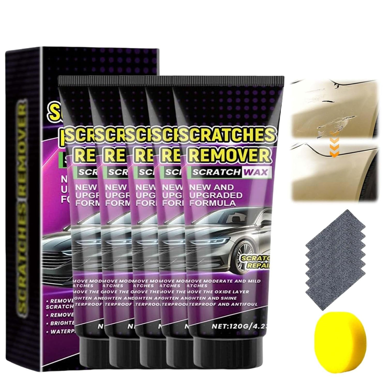 Nano Cloth Car Scratch Remover Set, Car Scratch Repair Paste Polishing ...