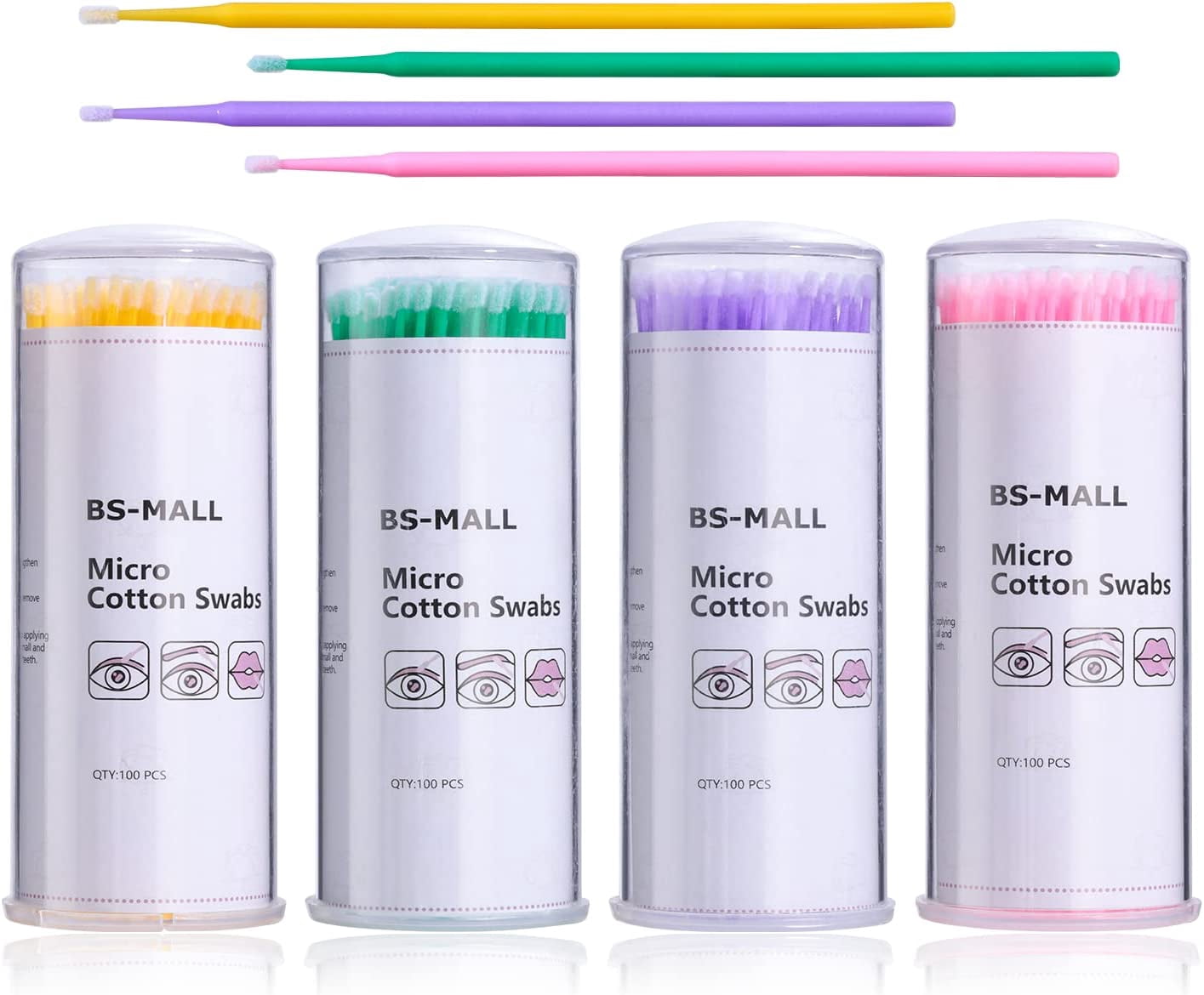 Nano Cotton Swabs 400 Pcs Disposable Micro Applicator Brush Eyelash ...