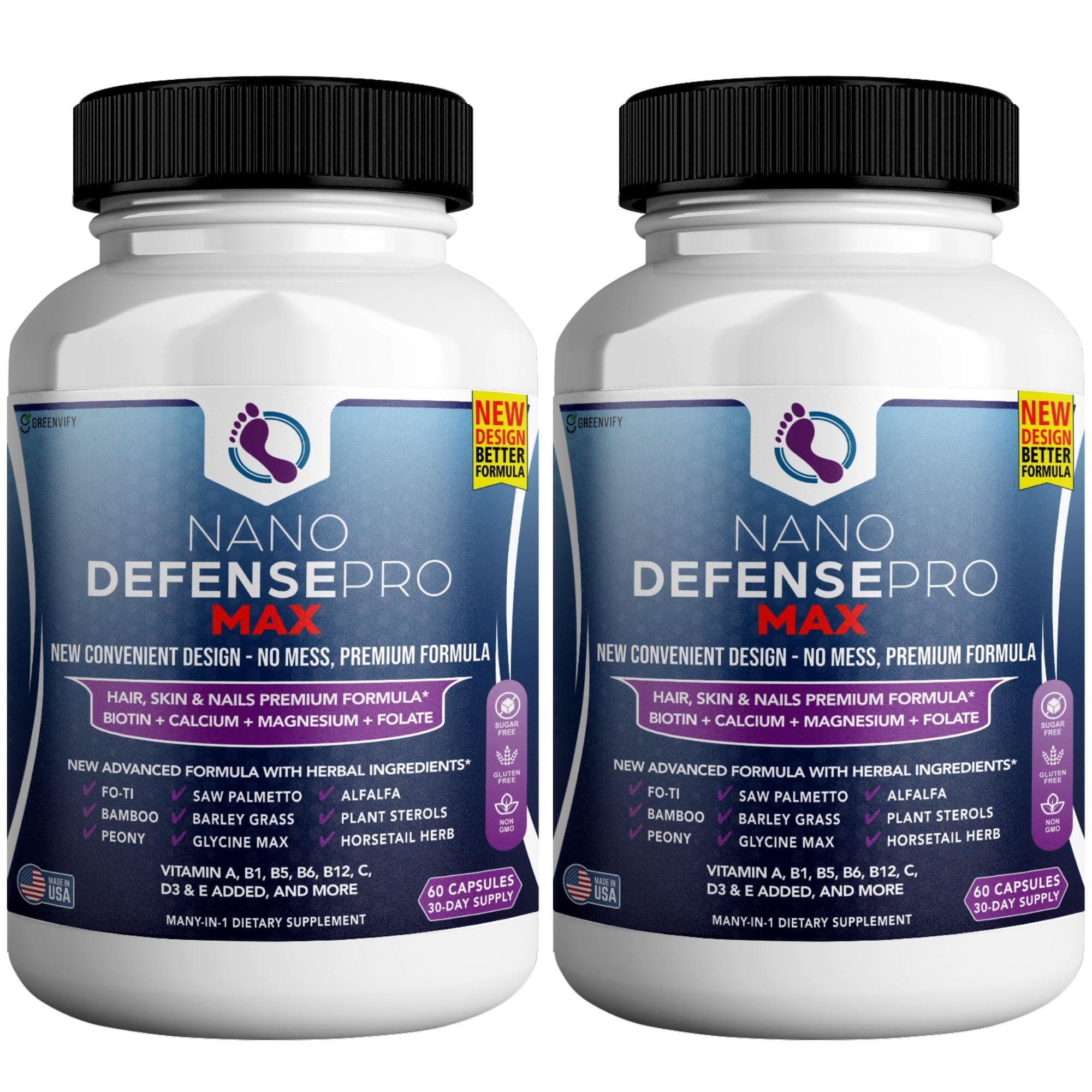Nano Defense Pro Max Hair, Skin & Nails Supplement – Biotin, Calcium ...