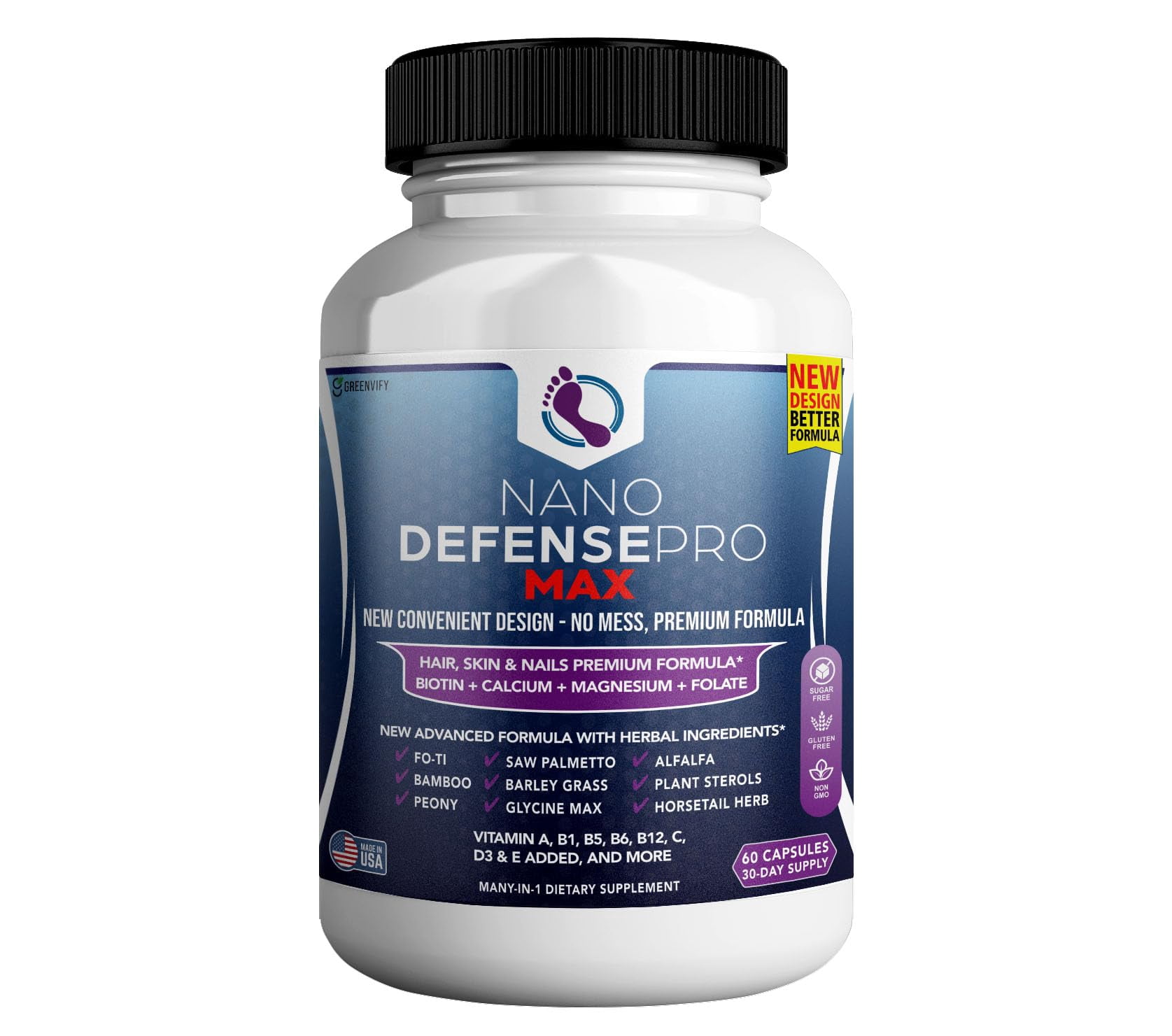Nano Defense Pro Max Hair, Skin & Nails Supplement – Biotin, Calcium ...