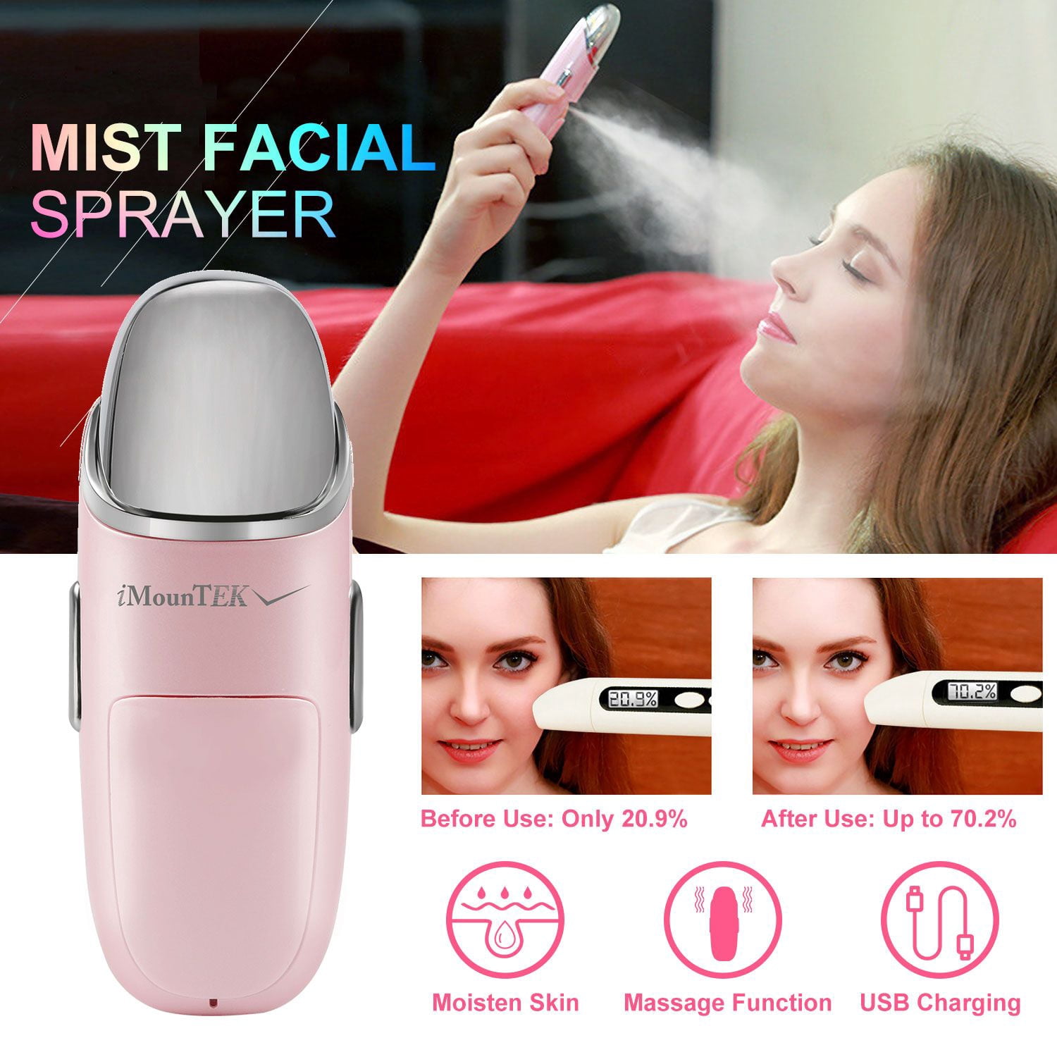 Nano Facial Mister Nano Cool Mist Facial Sprayer Portable Handy Face ...