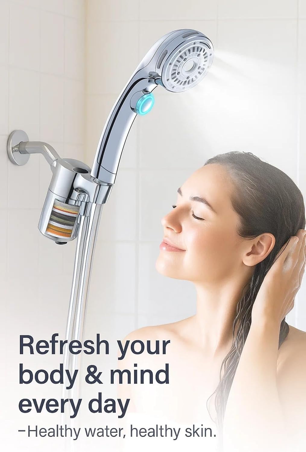 Nano Mist Filtered Shower Head, 8 Spray Modes Handheld High Pressure ...
