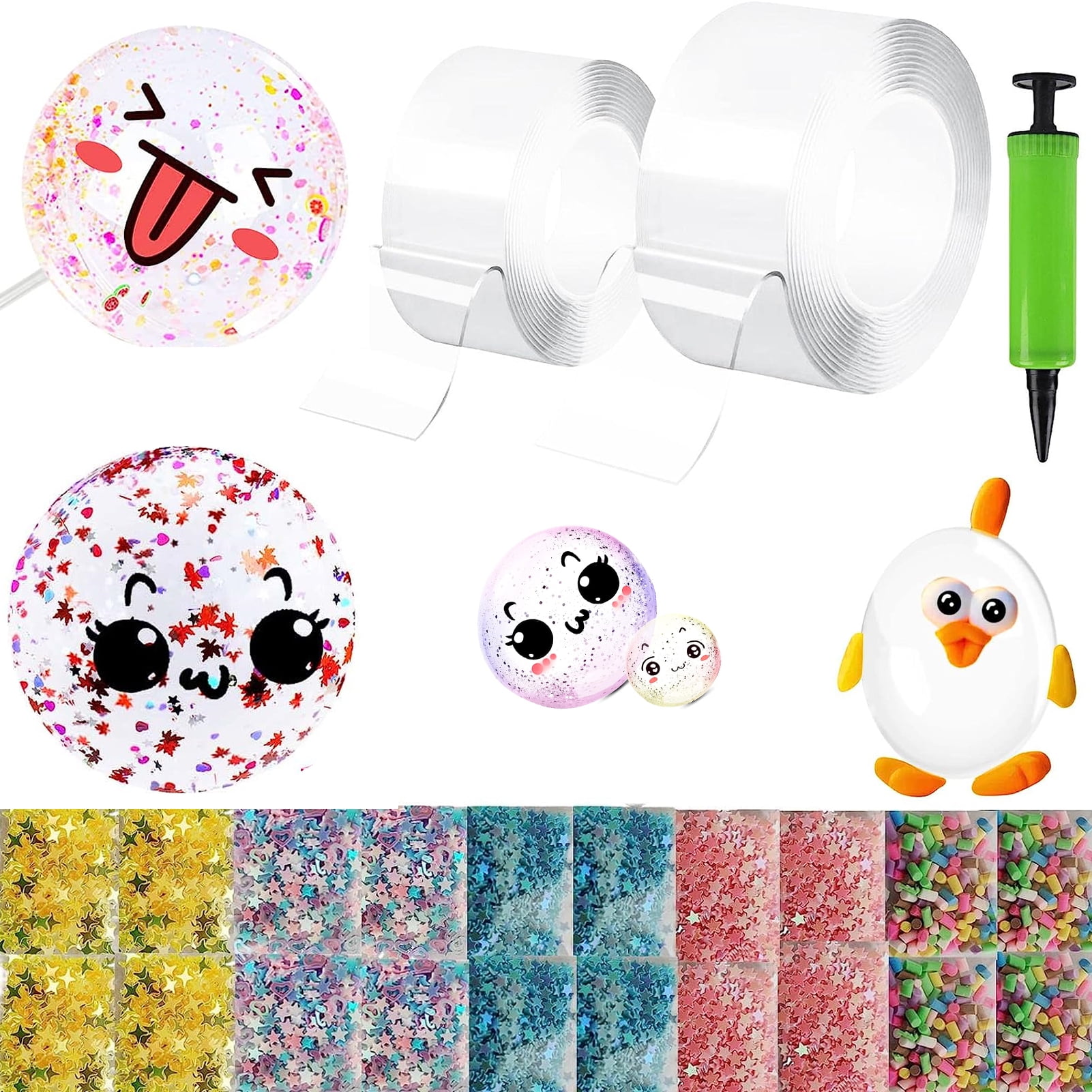 Nano Tape Bubble Kit, Double-Sided Elastic Tape Bubble Tape DIY Craft Kit, Stress Balls Toys ...