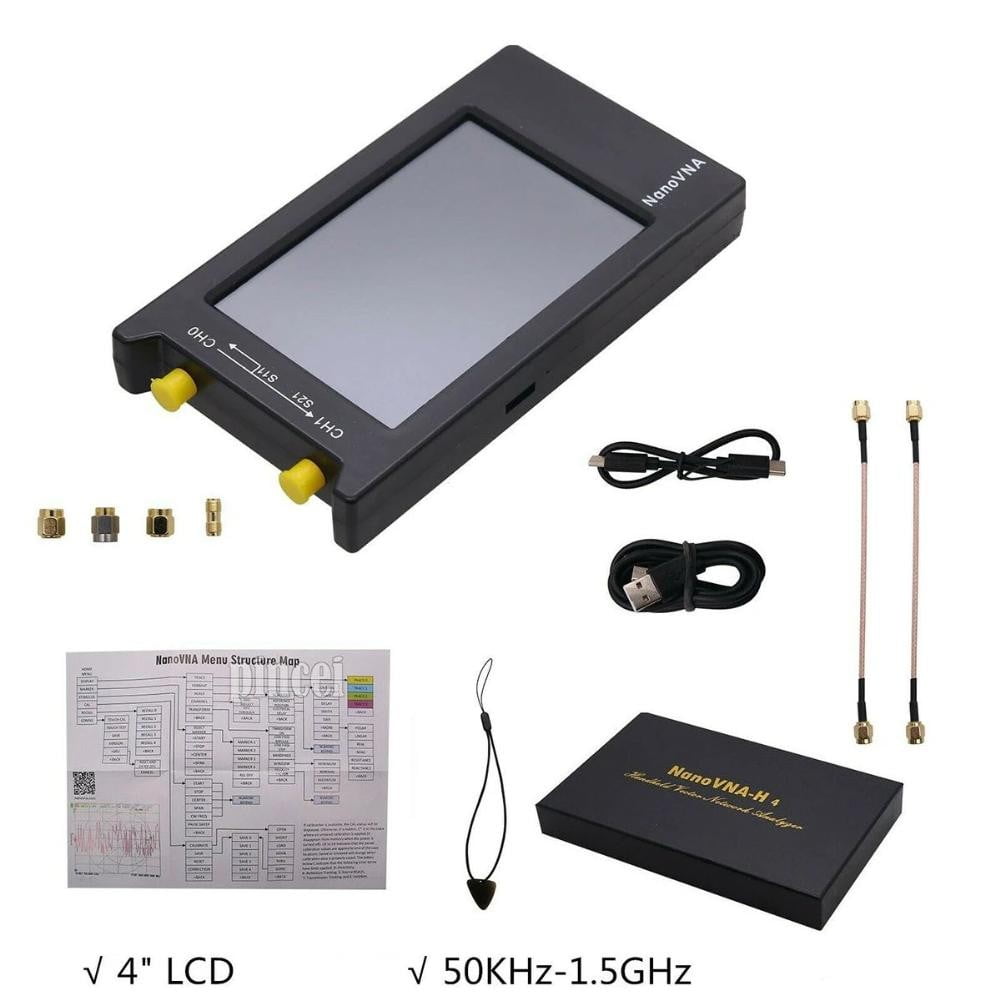 Nano VNA-H4 4" LCD 50KHz~1.5GHz VNA HF VHF UHF UV Vector Network ...