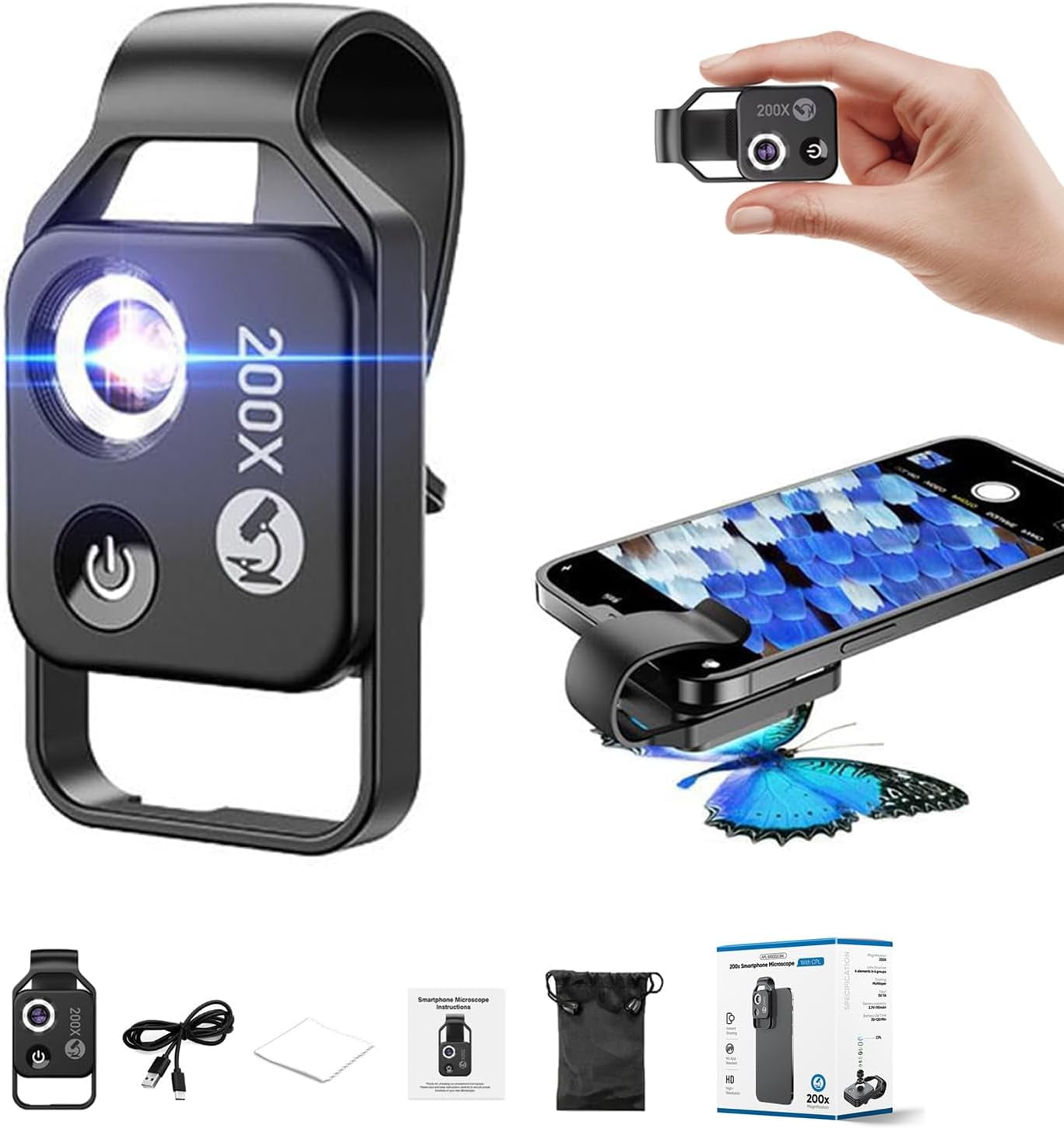 Nano Zoom 200x for iPhone,Portable Smartphone Microscope Lens ...