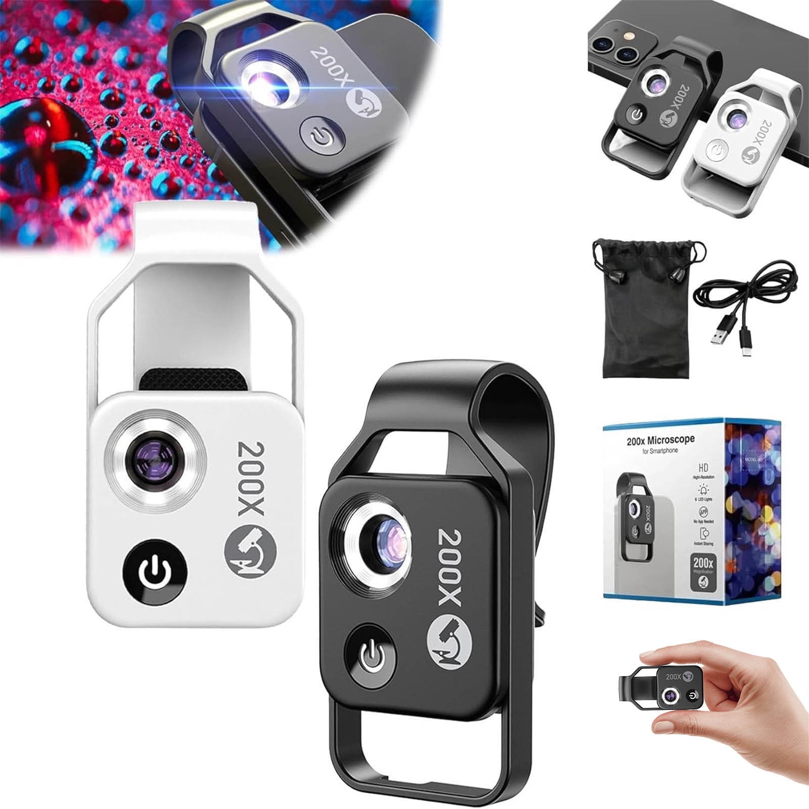 Nano Zoom 200x for iPhone Upgraded Version, High-Tech Clip-On Lens ...