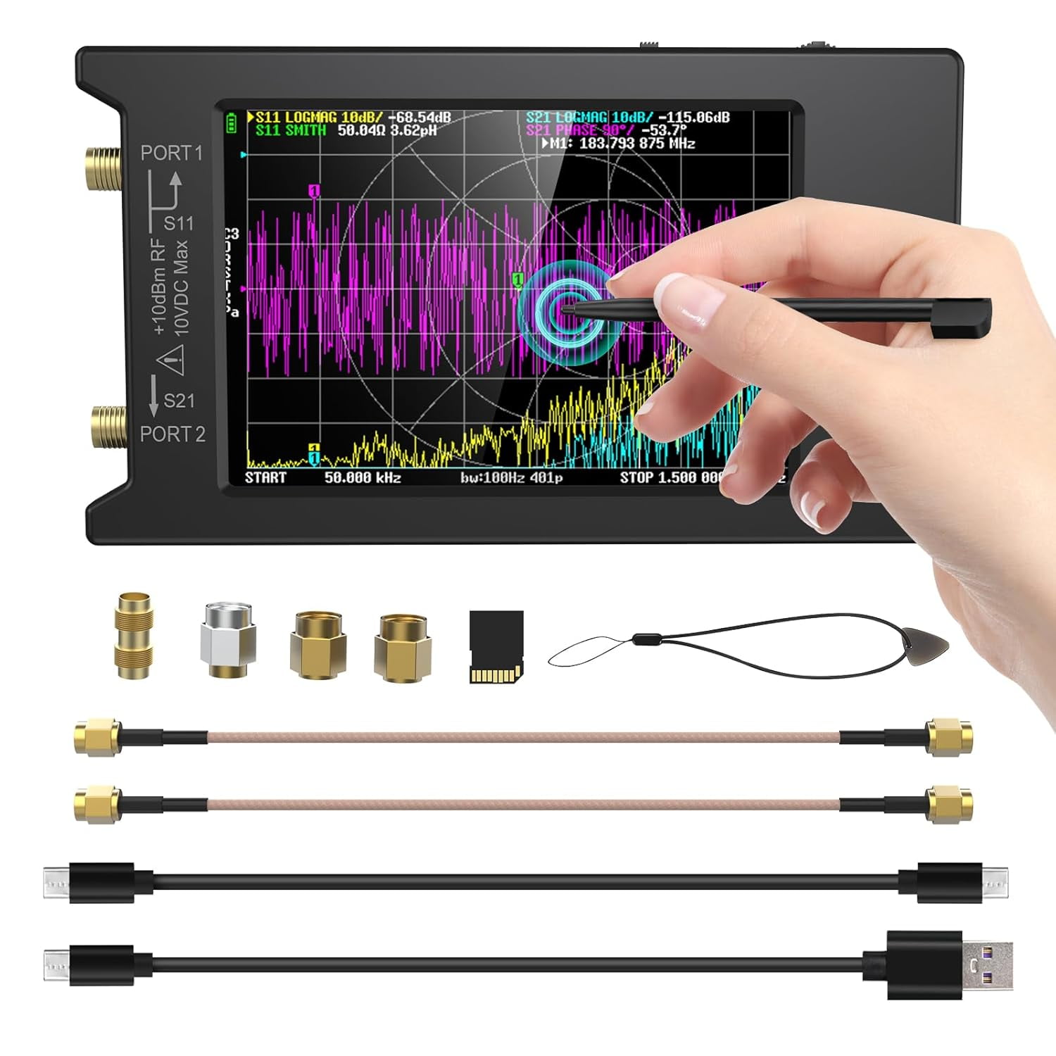 NanoVNA-H4 Vector Network Analyzer with 32GB Card, V4.3 10KHz -1.5GHz Upgraded HF VHF UHF ...