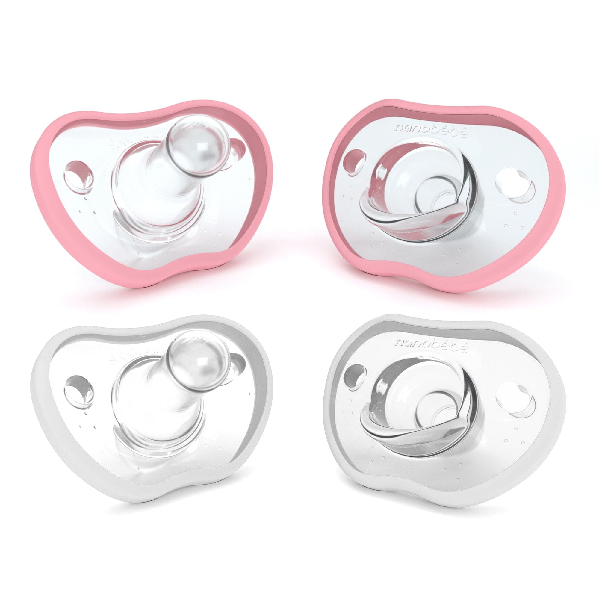 Nanobebe Baby Pacifiers, 0–3 Months, Orthodontic Silicone, Curved Face ...