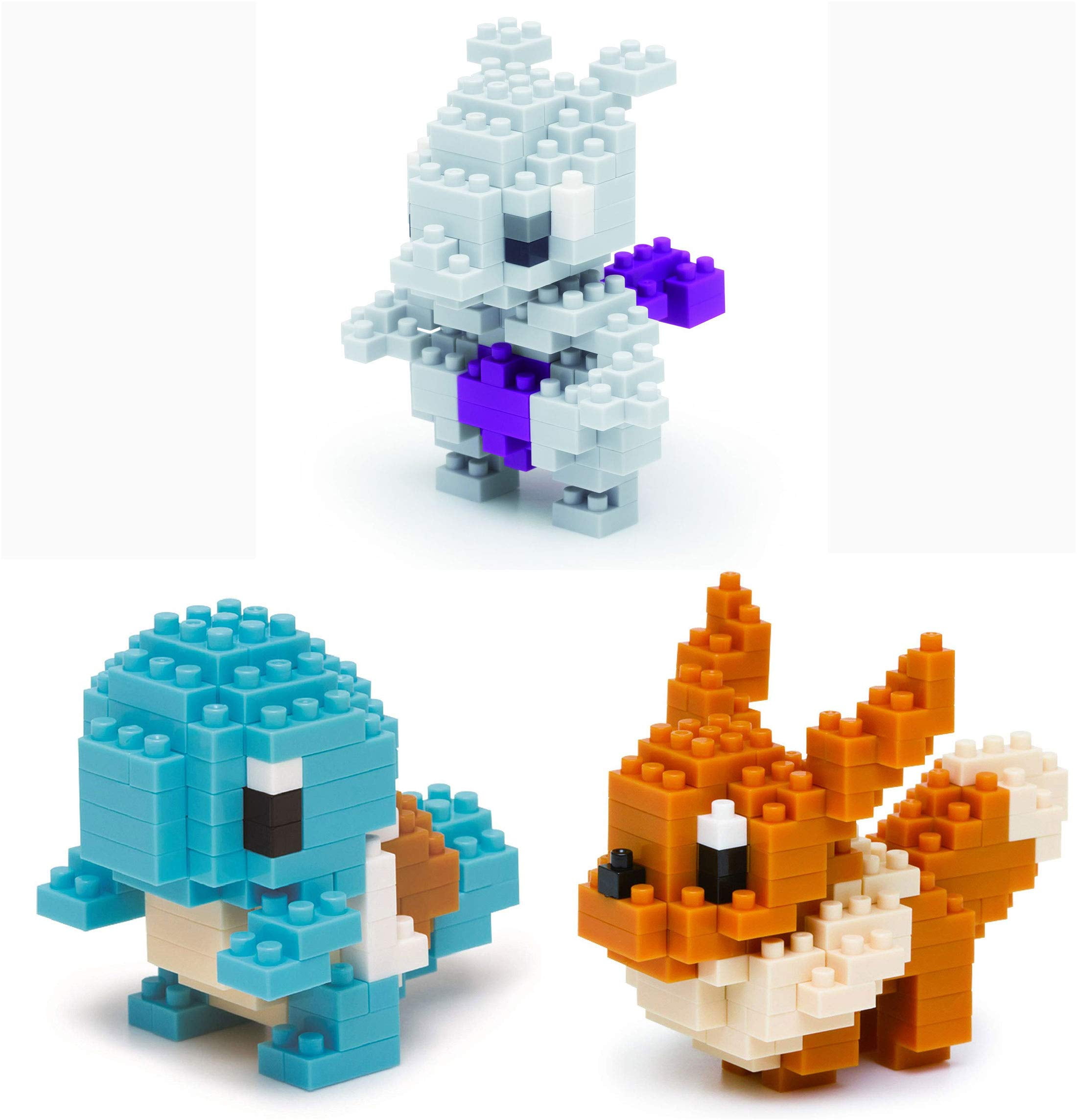 Nanoblock - 3 Sets Bundle - Squirtle (Zenigame), Mewtwo and Eevee ...