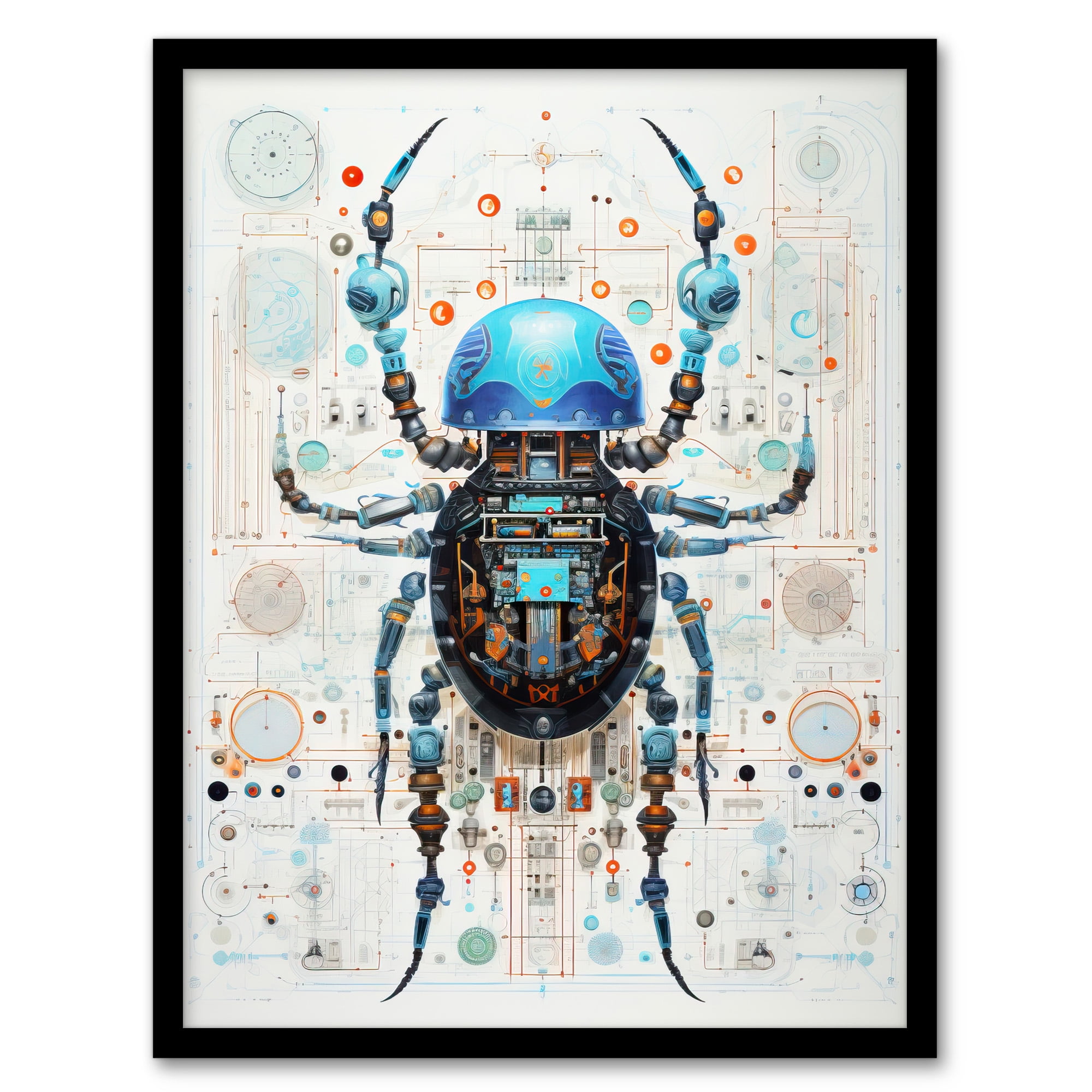 Nanobot Beetle Robot Hybrid Secret Military Schematic Blueprint Futuristic Complex Arcane ...
