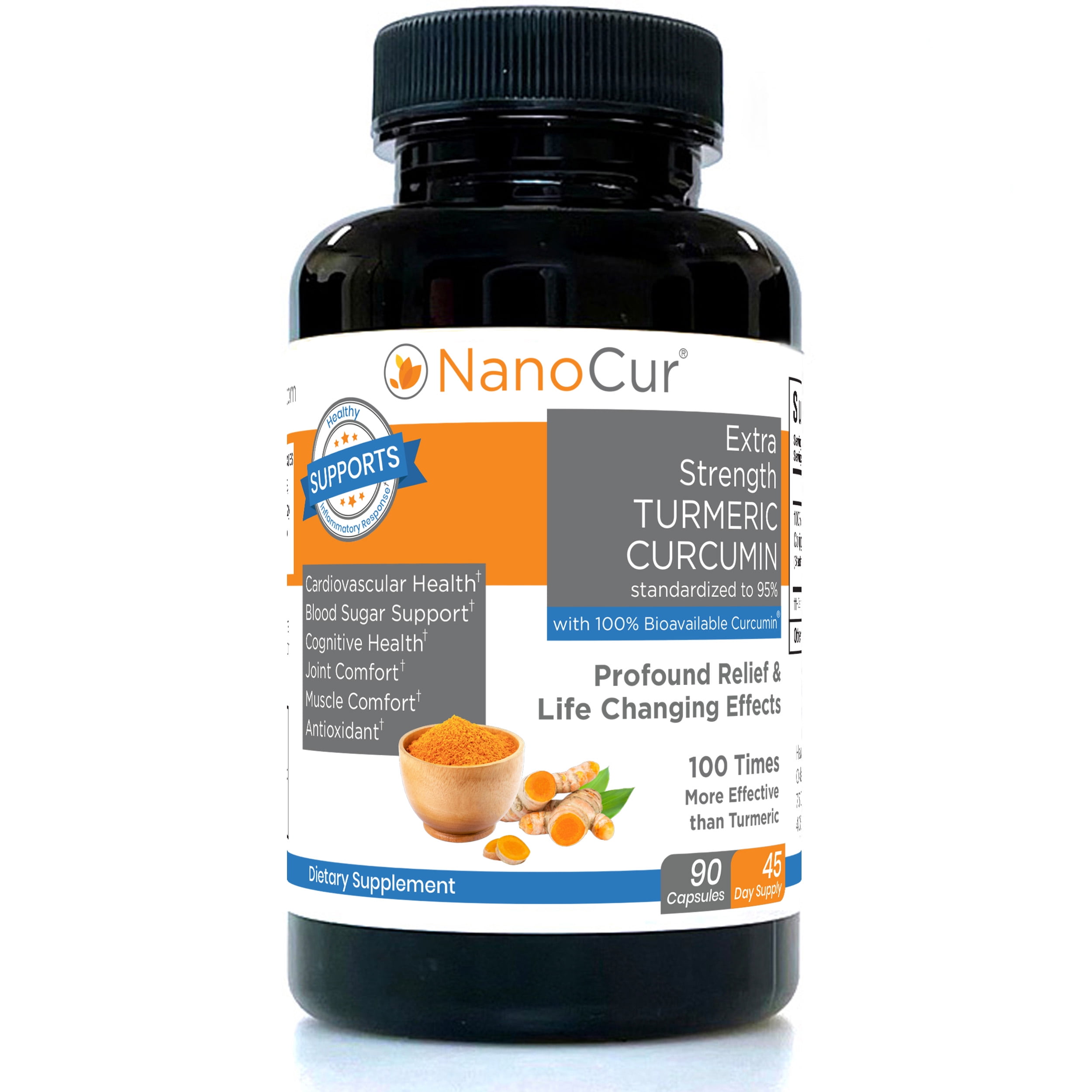 Nanocur Organic Turmeric Curcumin Capsules - 90 Count, 100x More Active ...