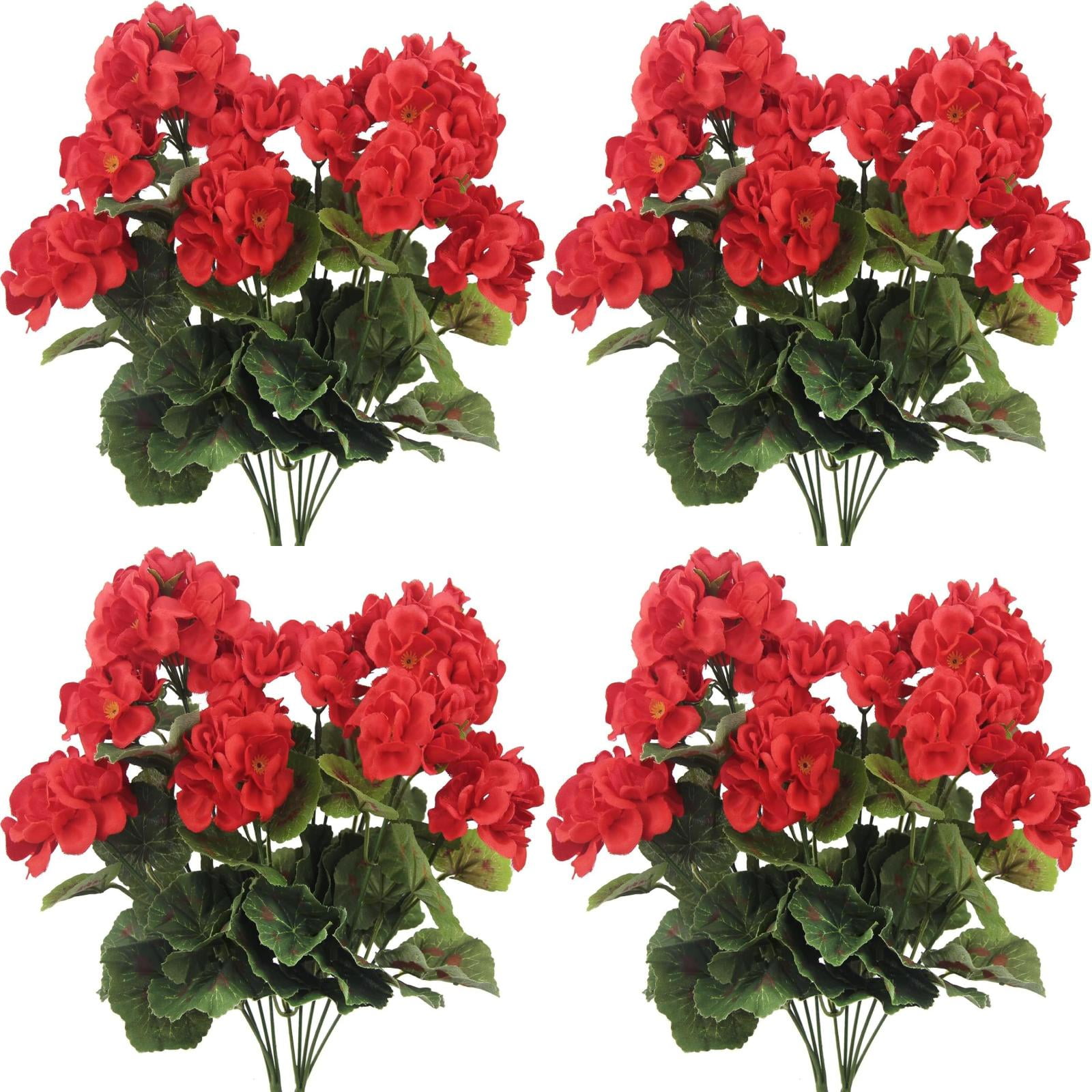 Nanoei Artificial Flowers, Artificial Red Begonia Floral Arrangement - Lifelike Geranium Bouquet ...