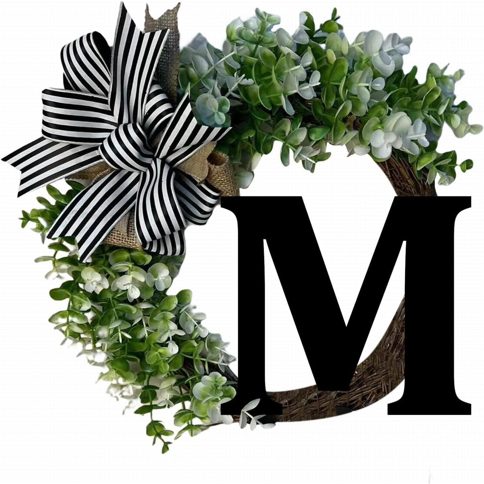 Nanoei Wreaths for Front Door | Personalized Vine Monogram Letters (A-Z ...