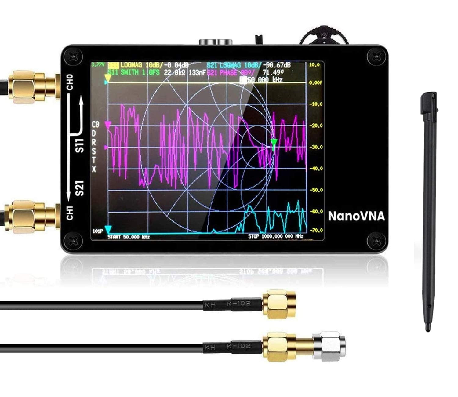 Nanovna 10KHz-1.5Ghz Vector Network Analyzer Kit,Seesii MF HF VHF UHF Antenna Analyzer with 2.8 ...