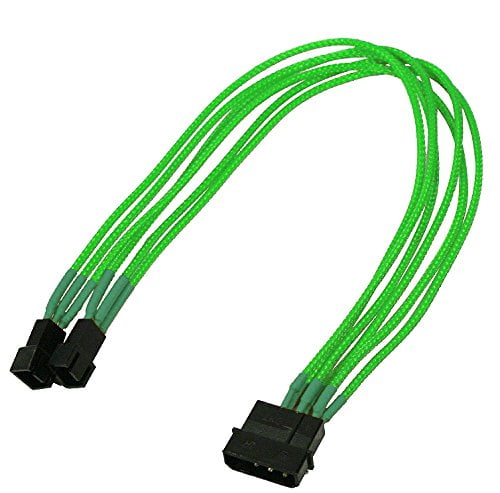 Nanoxia 900800015 4-Pin Molex -> 2X 3-Pin Adapterkabel, 30 cm, Neon-Grüner Einzelsleeve ...