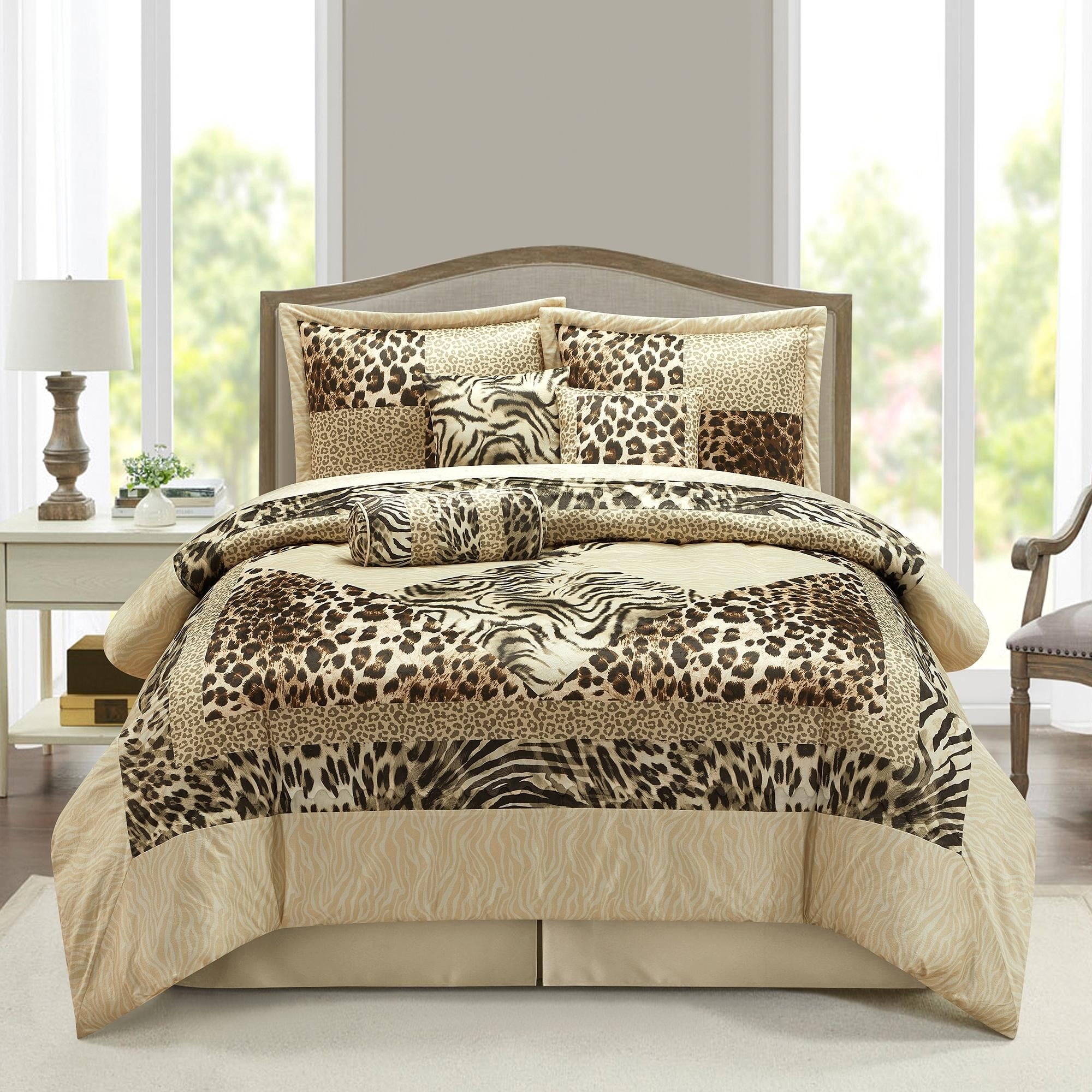 Nanshing Africa 7 Piece Animal Print Comforter Set Gold Queen Bohemian ...