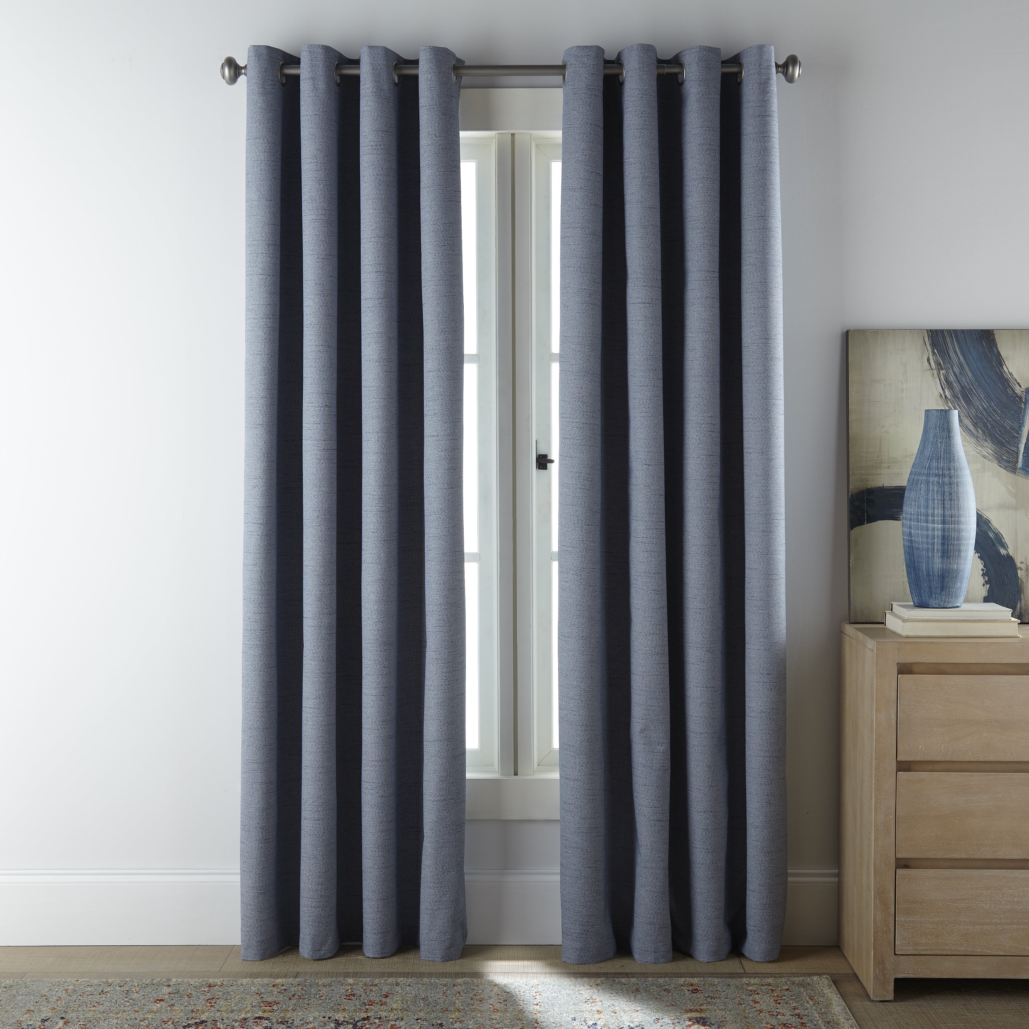 Nanshing Carly Set of 2 Grommet Blackout Curtain Panels, Blue, 52" x 84 ...