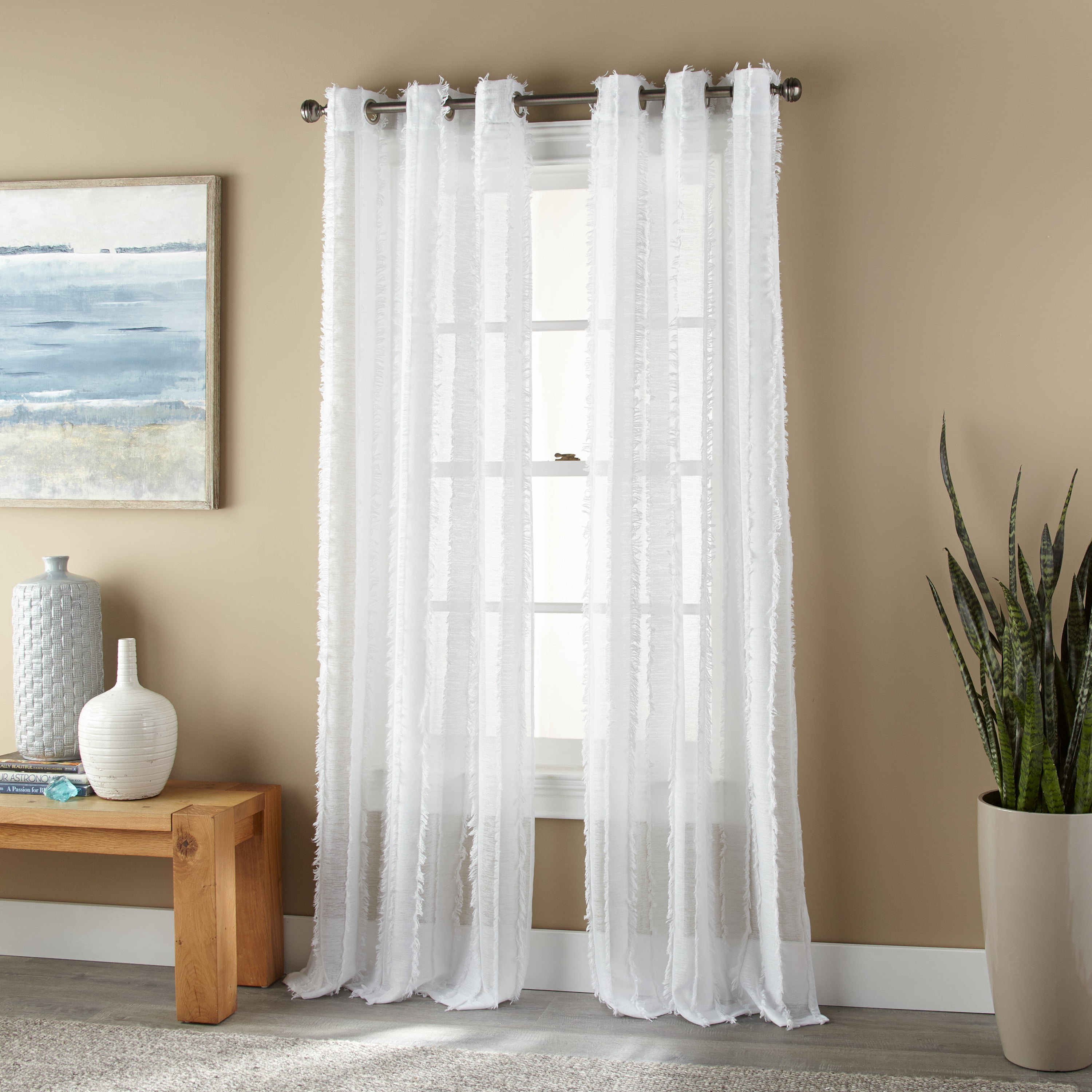 Nanshing Dessy Grommet Curtain Panel, White, 37 x 84" (Set of 2 ...