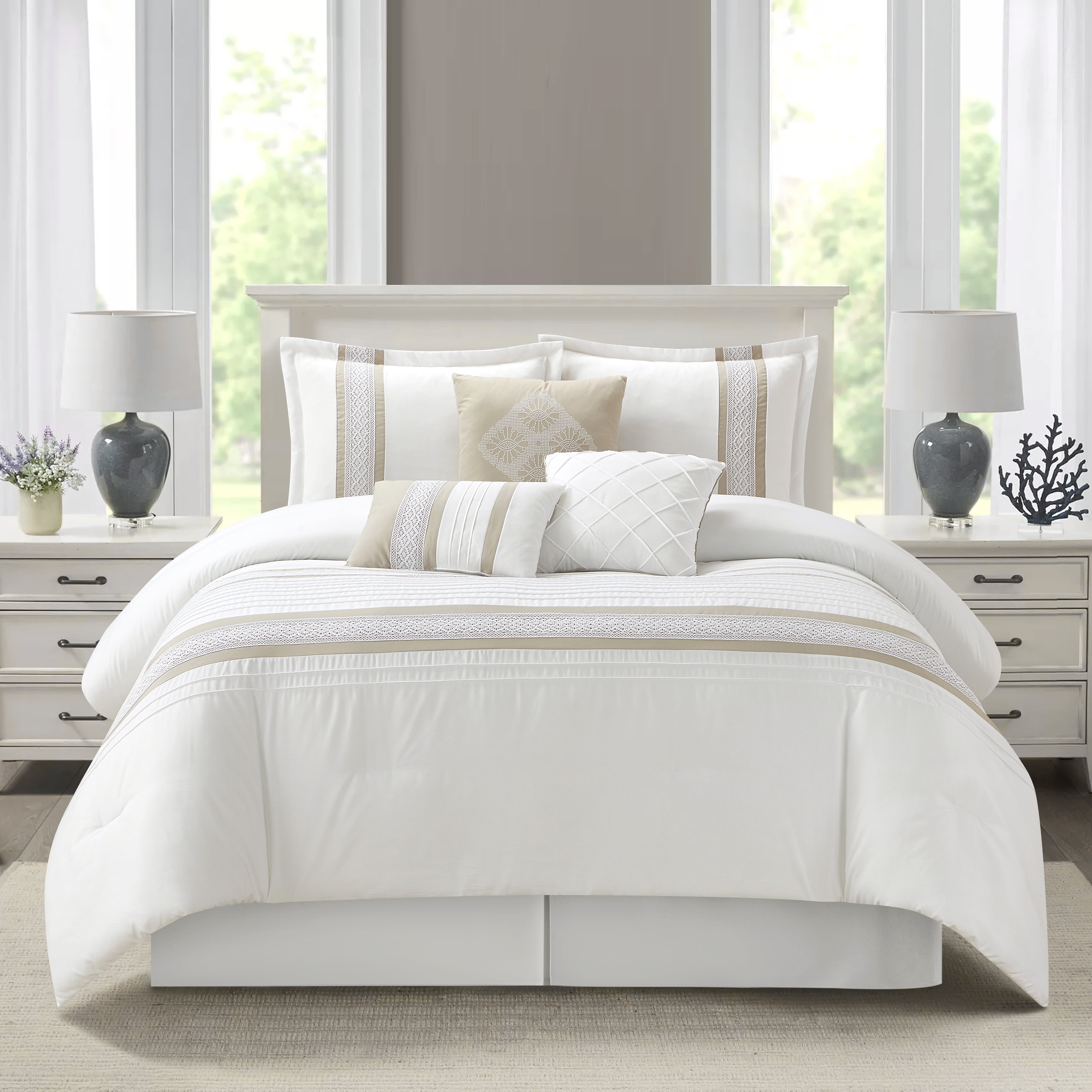 Nanshing Gabby 7 Piece Bohemian Shabby Chic Comforter Set , Taupe ...