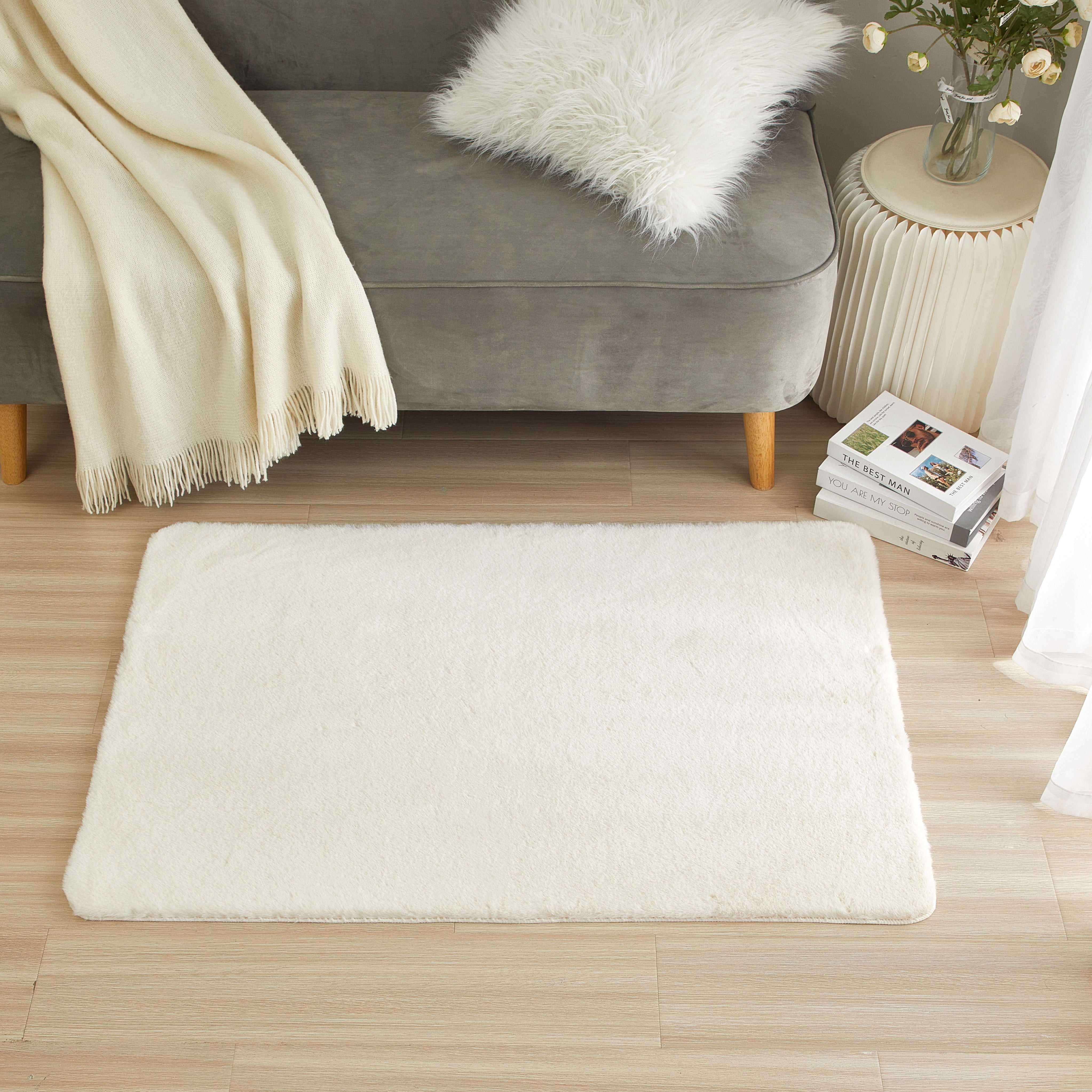 Nanshing Emaline Faux Rabbit Rug , Size 30" x 46" , White - Walmart.com
